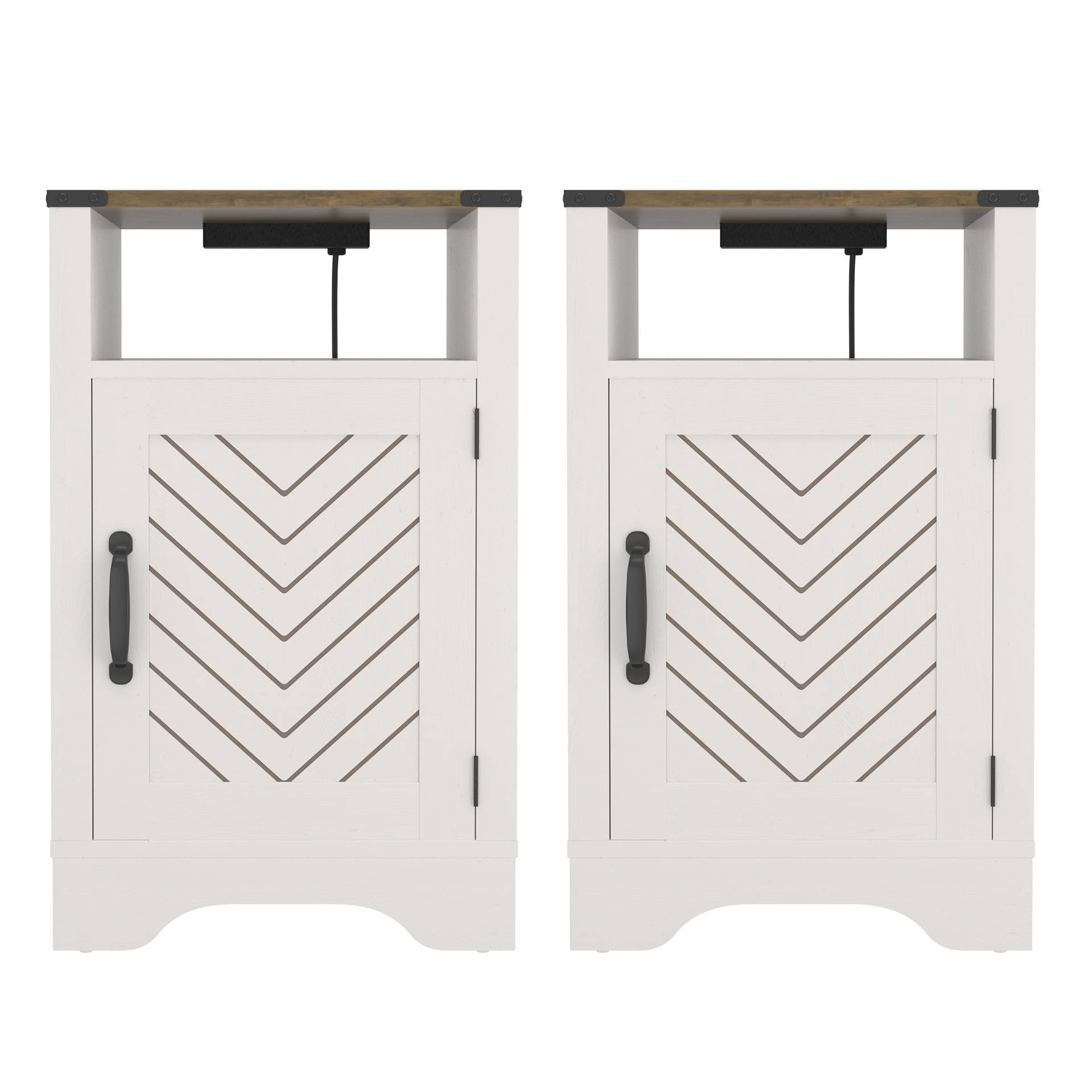 Style Charging End Table - White & Oak, Rustic Side With Build And ...