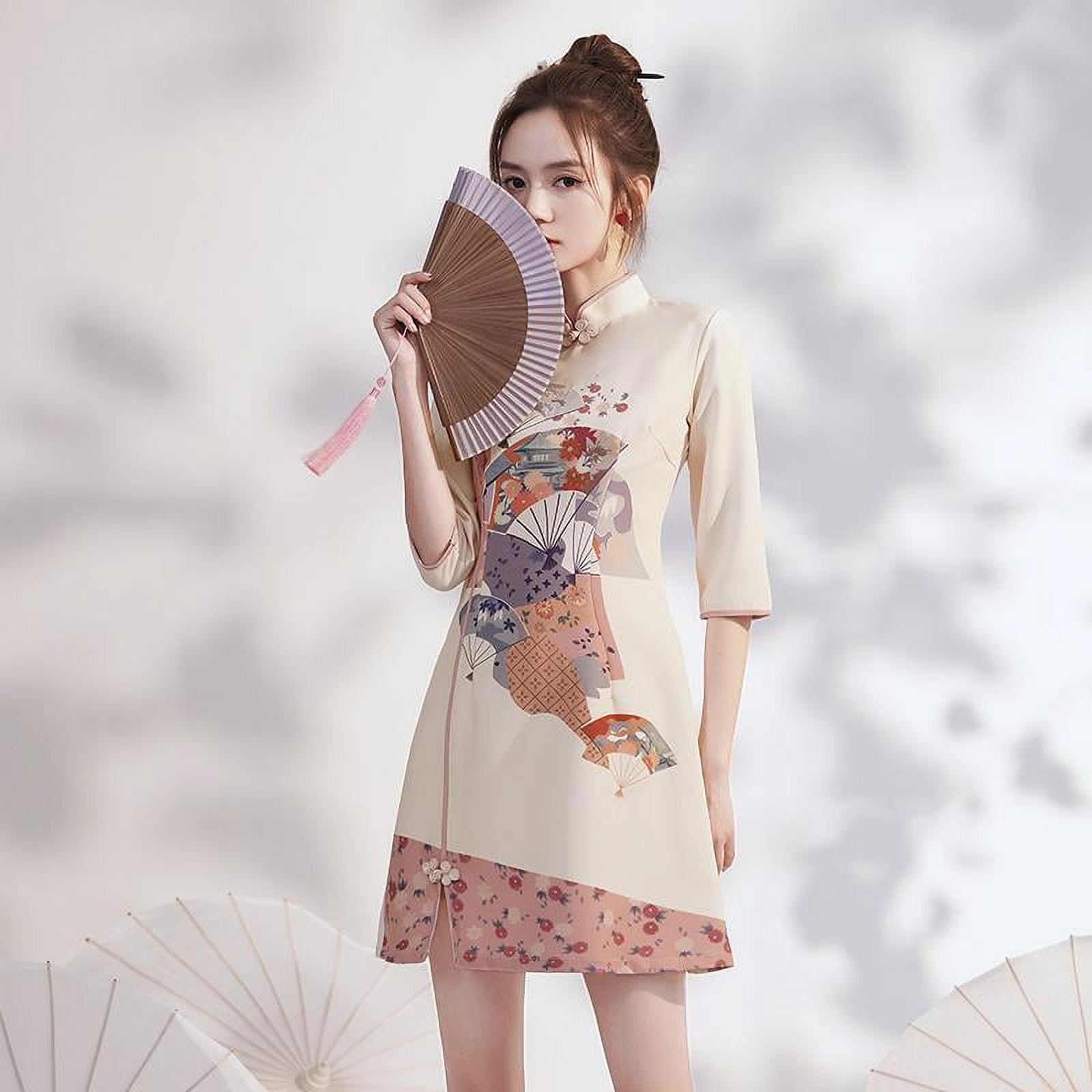 Style Cheongsam Dress Women Vintage Traditional Robe Orientale Vestido ...