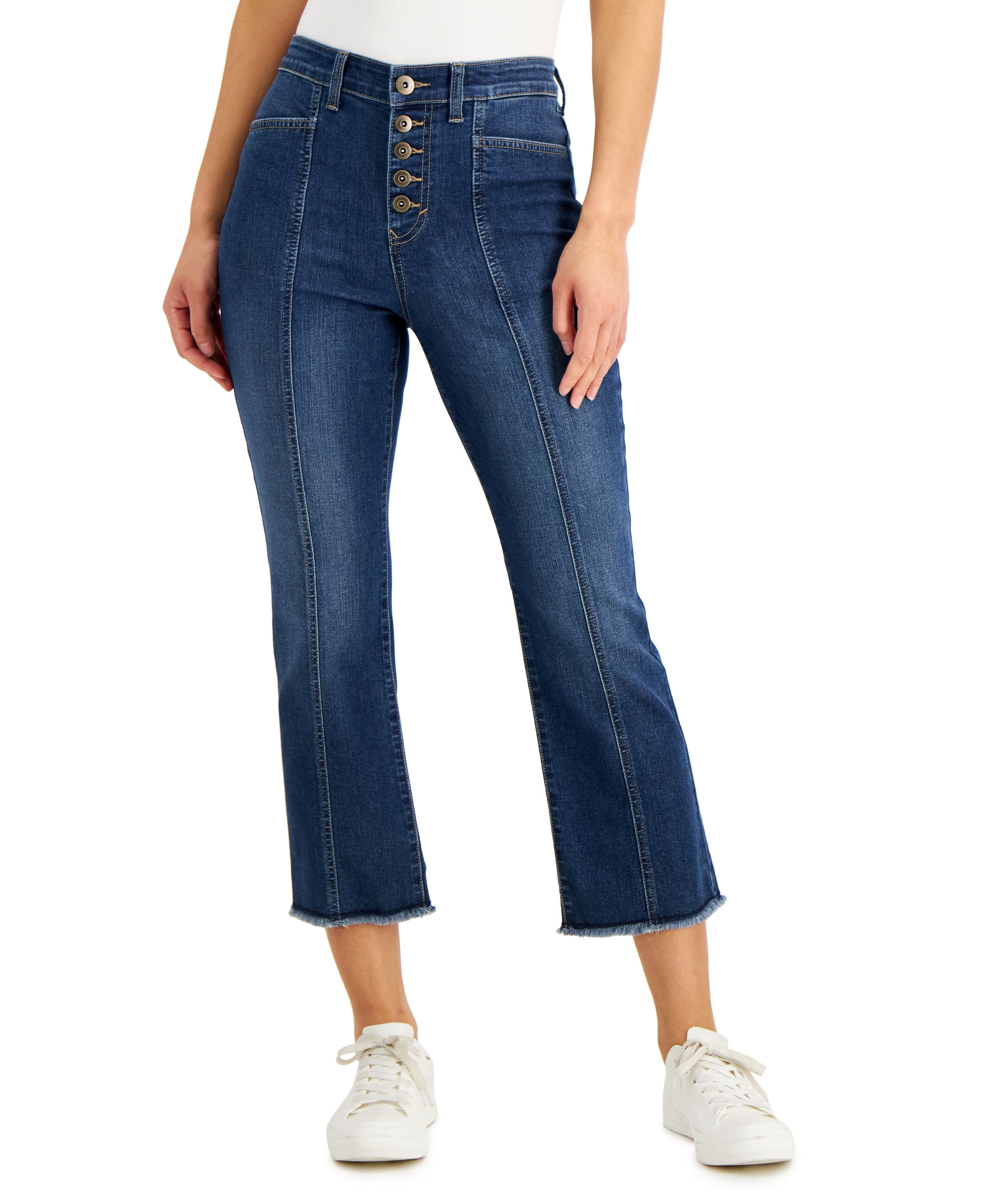 Style & Co Button Fly Cropped Jeans Paper Roses 16 - Walmart.com