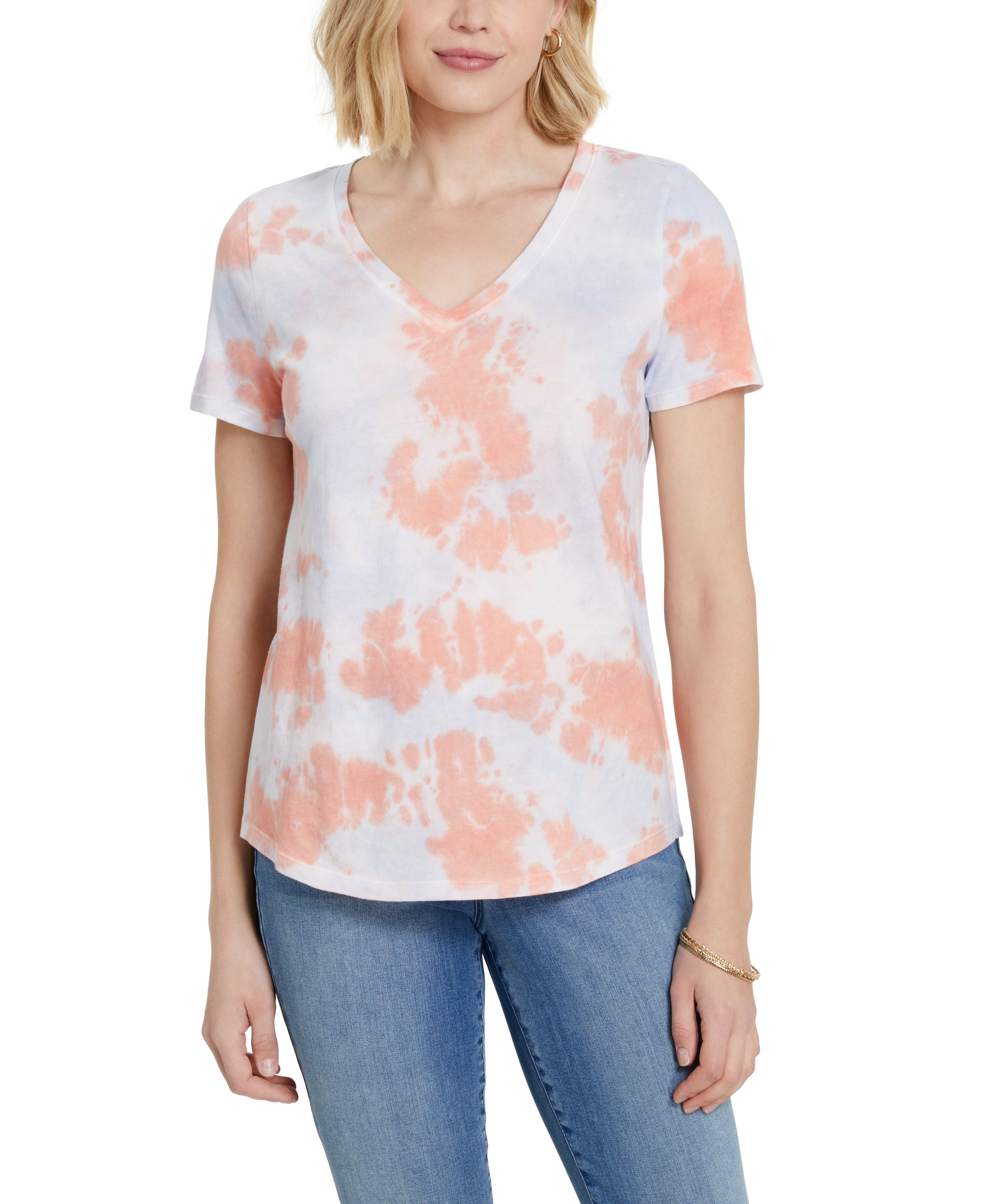 Style & Co Cotton Printed V Neck T-Shirt Destiny Dye L - Walmart.com