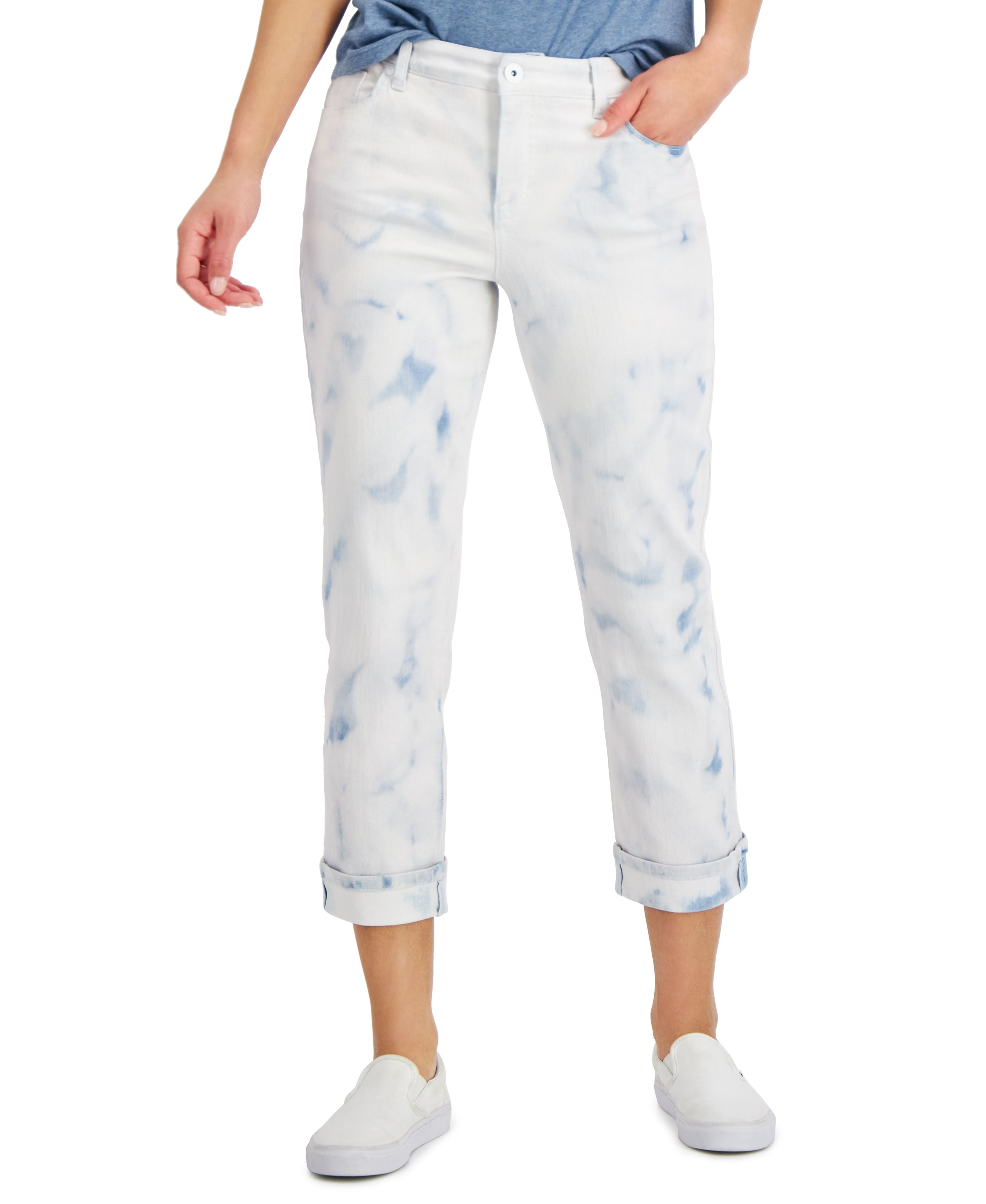 Style & Co Curvy Cuffed Capri Jeans Bleach Dye 16 - Walmart.com