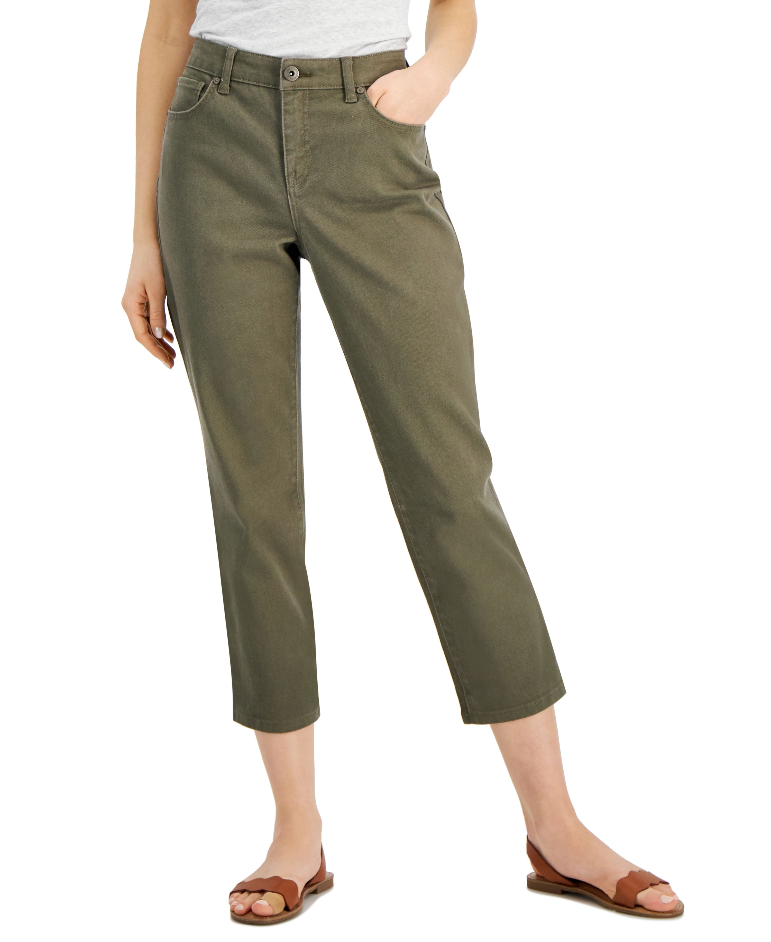 Style & Co Curvy Cuffed Capri Jeans Olive Drab 12 - Walmart.com