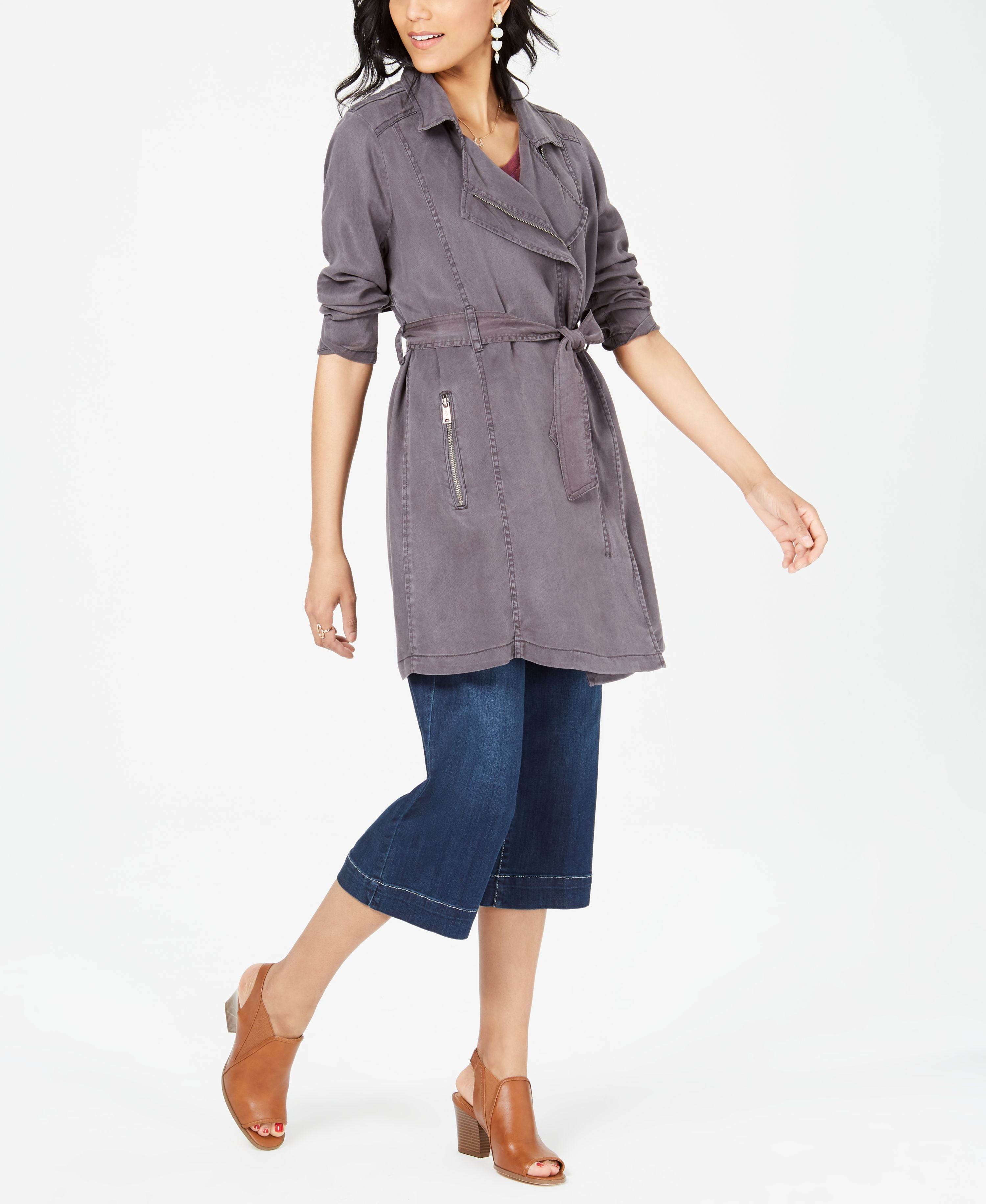 Style & Co Draped Trench Coat Dark Coal 2XL - Walmart.com