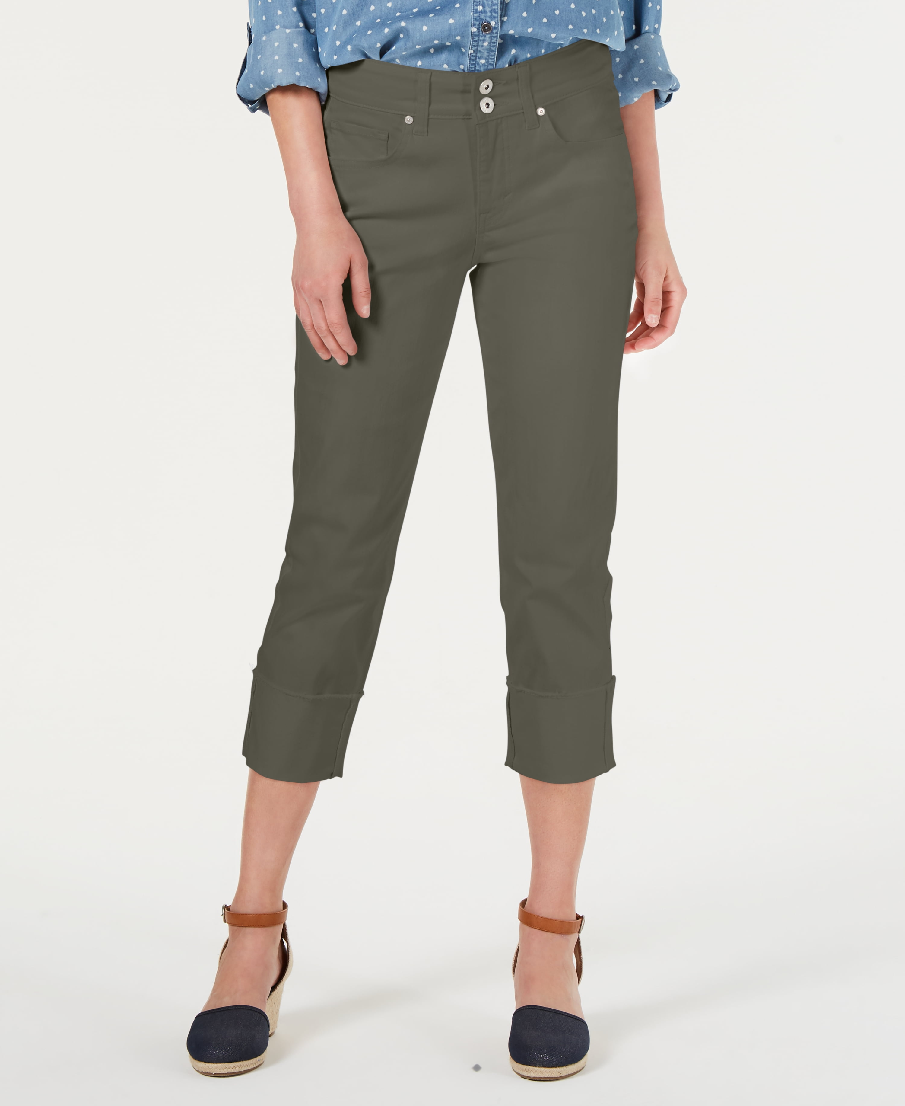 Style & Co High Cuffed Capri Jeans Olive Drab 14 - Walmart.com