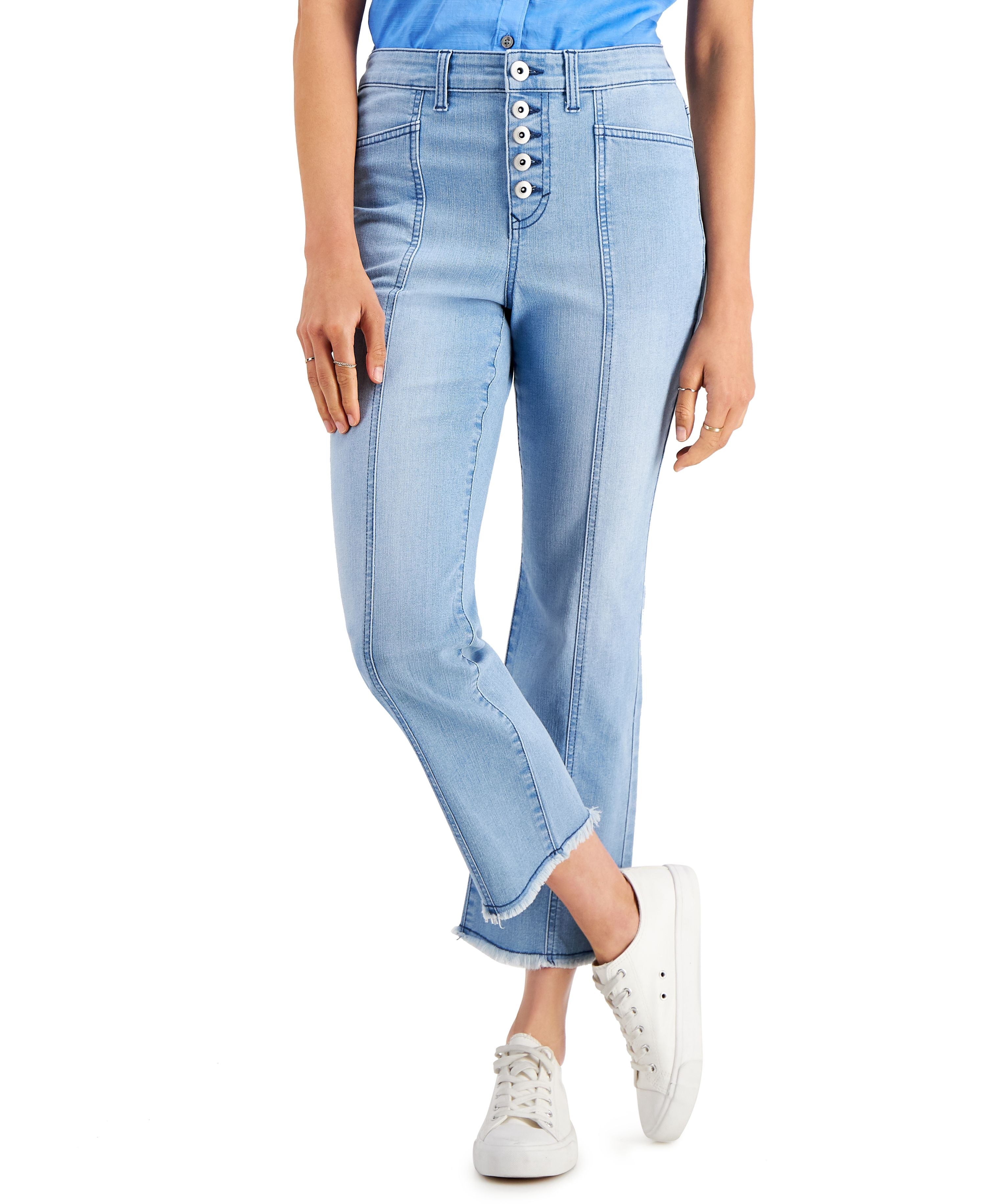 Style & Co Petite Button Fly Kick Crop Jeans Open Desert 10P - Walmart.com