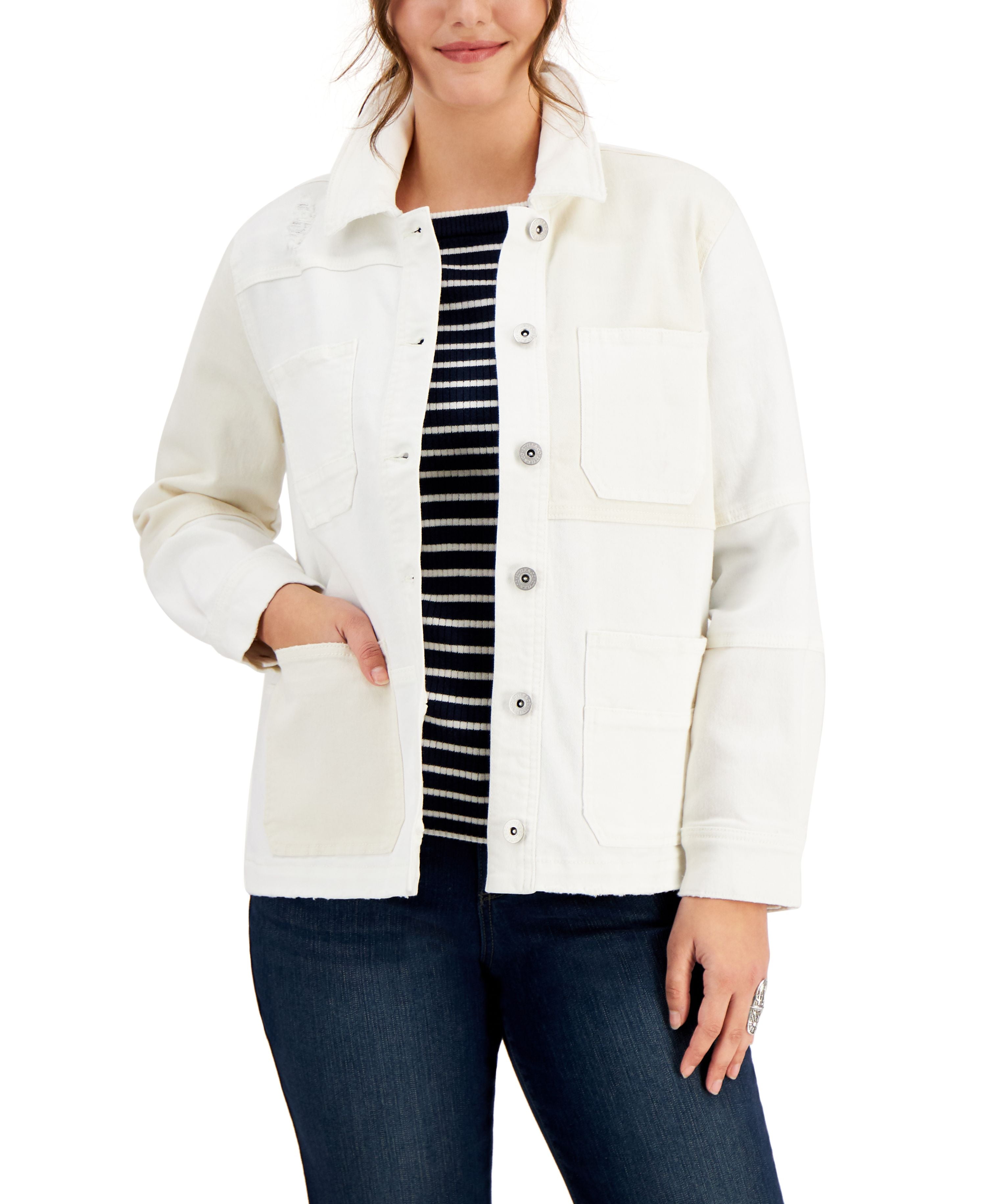 Style & Co Petite Colorblocked Denim Jacket Colorblock PL - Walmart.com