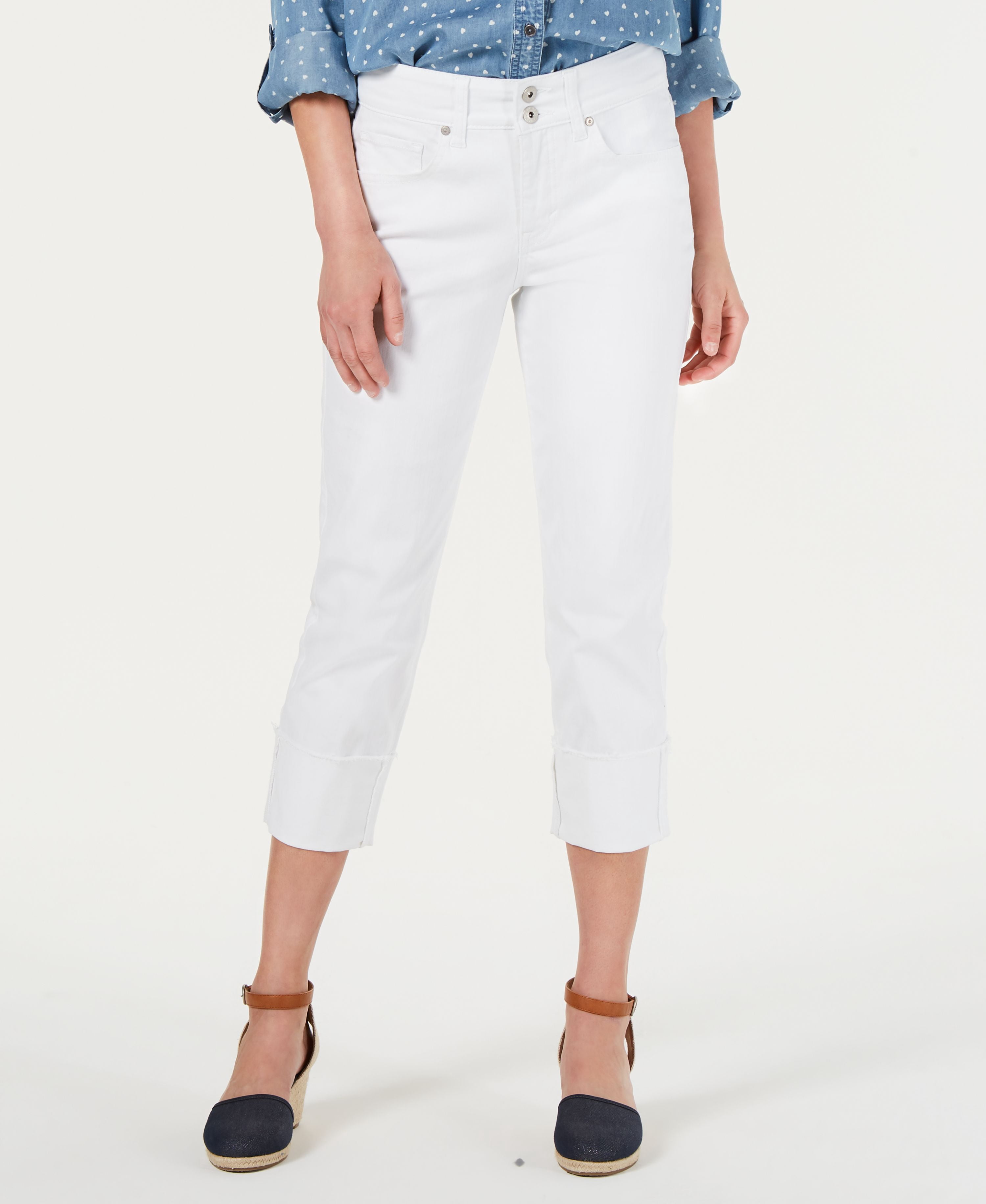 Style & Co Petite High Rise High Cuffed Capris Bright White 6P ...