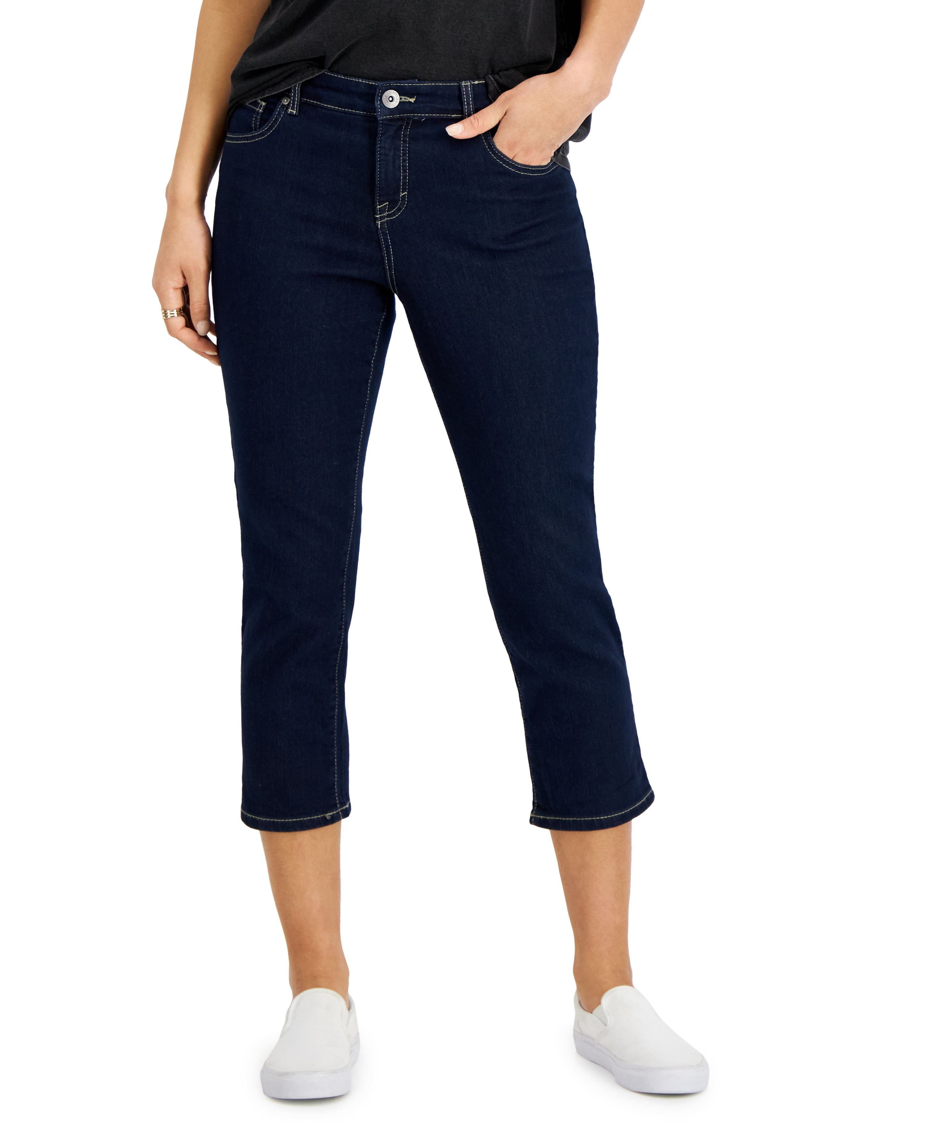 Style & Co Petite Mid Rise Curvy Capris Southern Blues 4P - Walmart.com