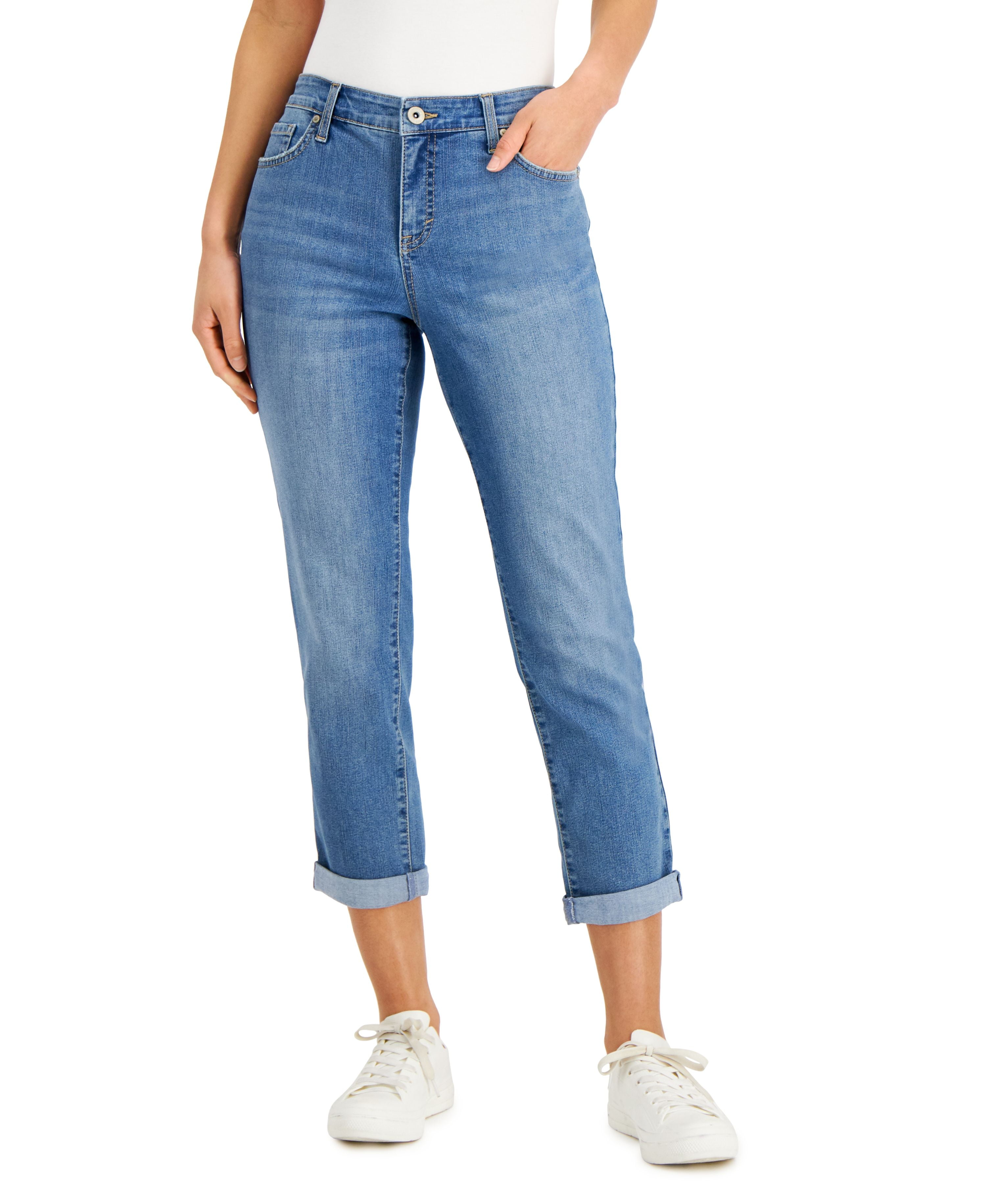 Style & Co Petite Mid Rise Curvy Girlfriend Jeans Epiphany 10P - Walmart.com