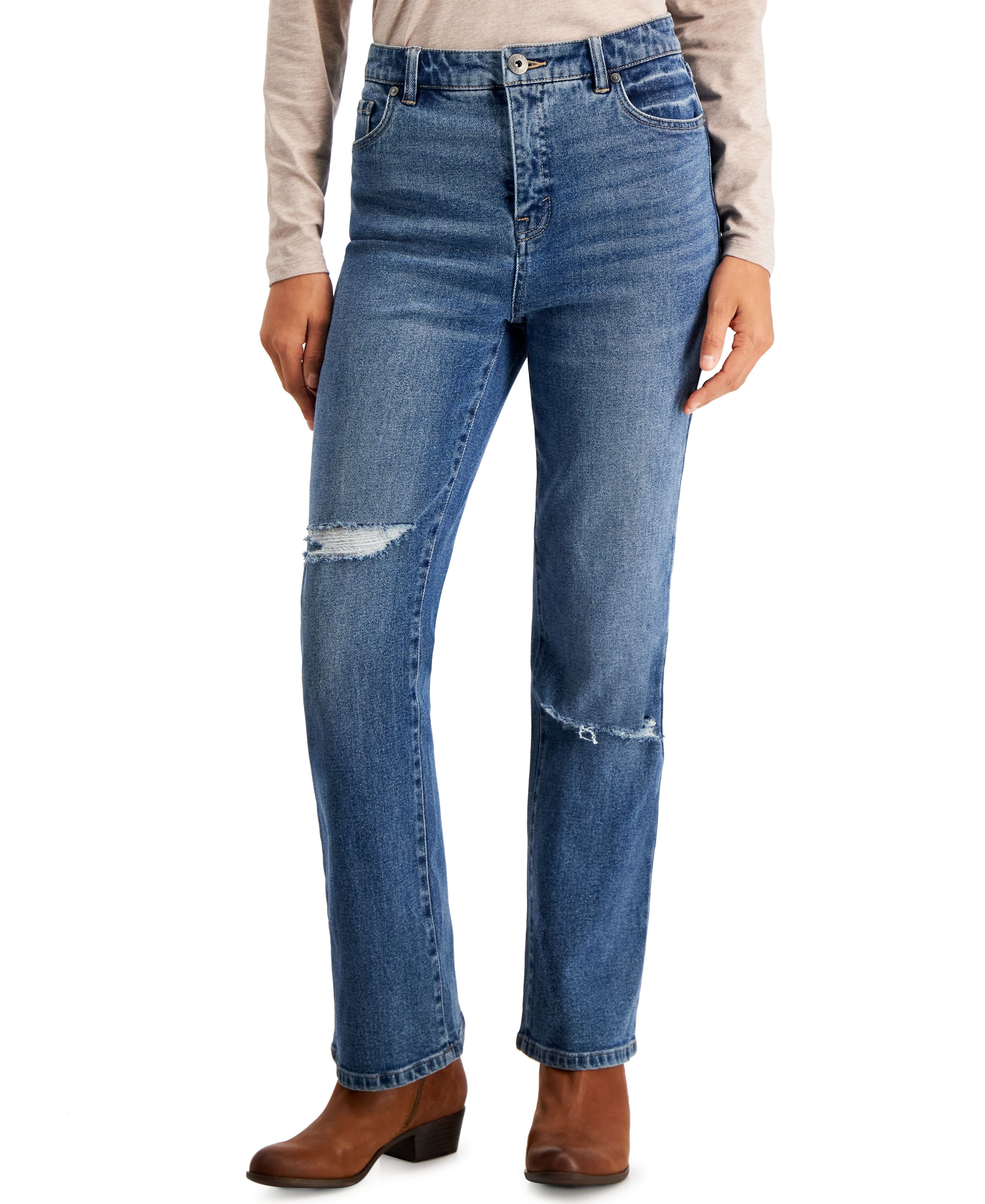 Style & Co Petite Ripped High Rise Vintage Classic Bootcut Jeans Last ...