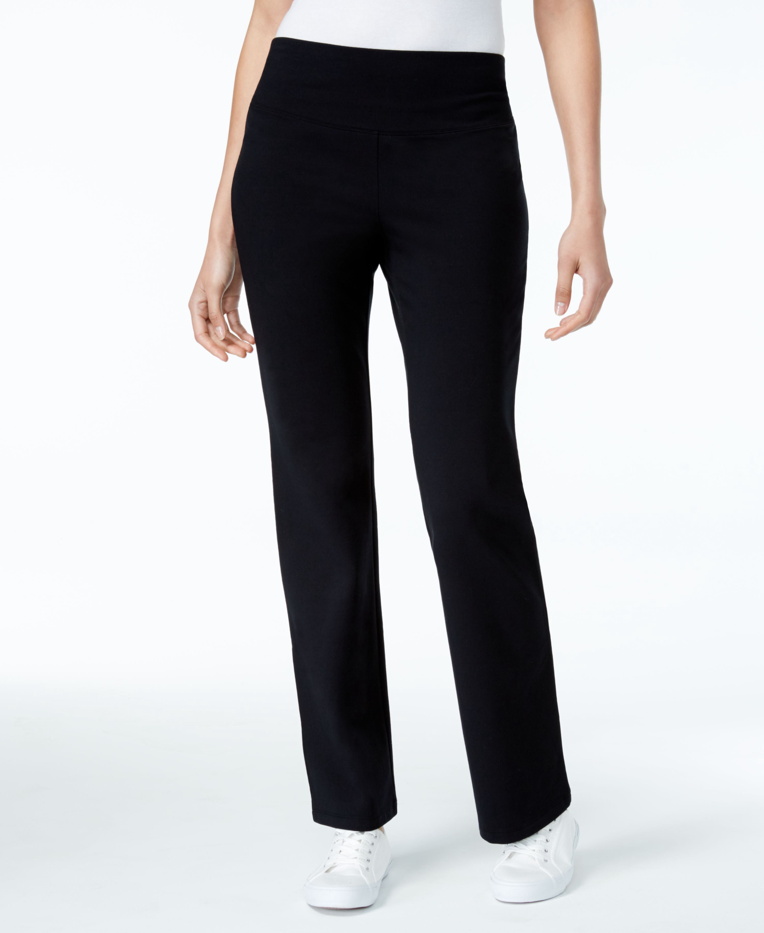 Style & Co Petite Tummy Control Bootcut Yoga Pants Deep Black PXS ...