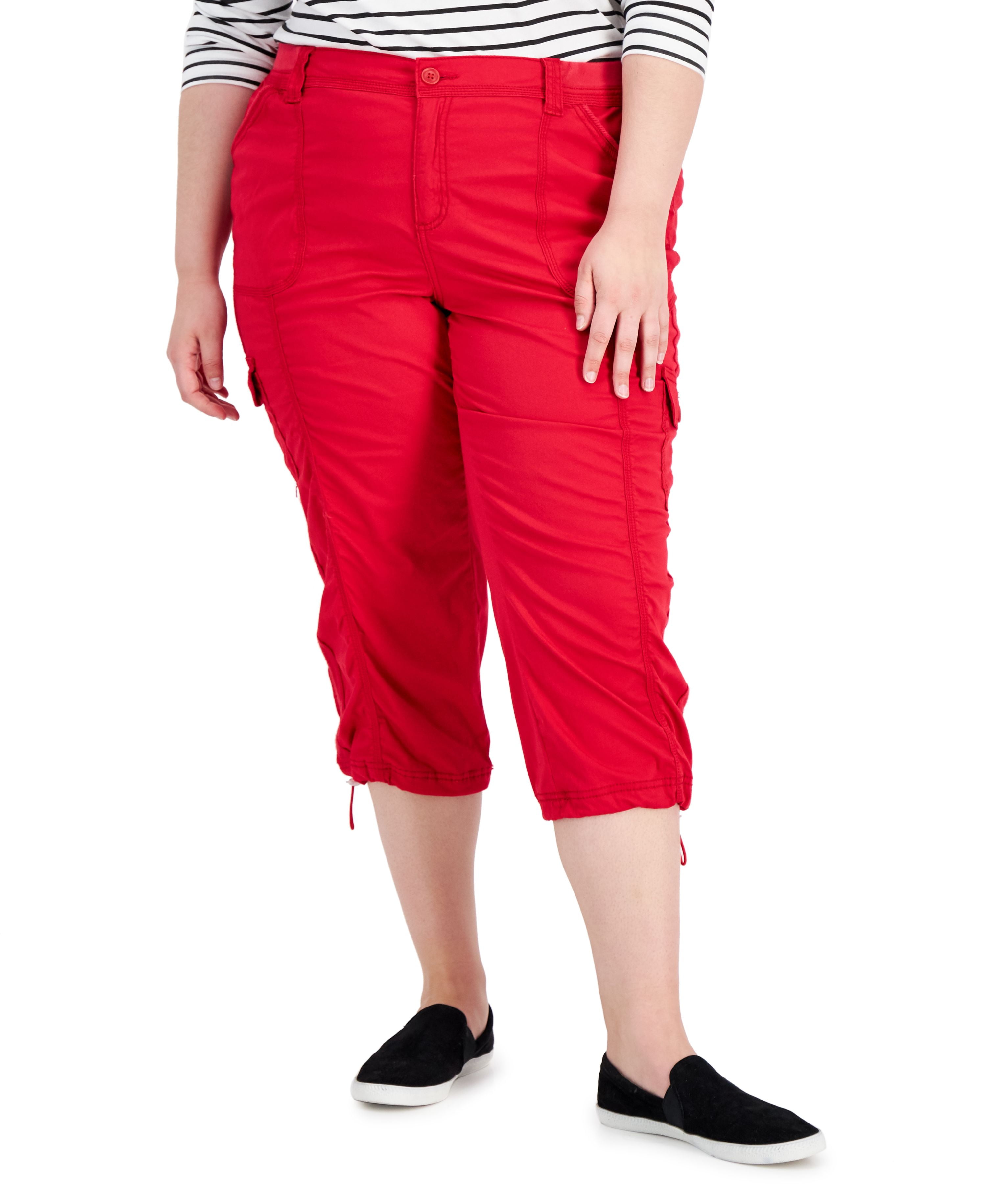 Style & Co Plus Size Bungee Hem Capri Pants Crimson Kiss 22W - Walmart.com