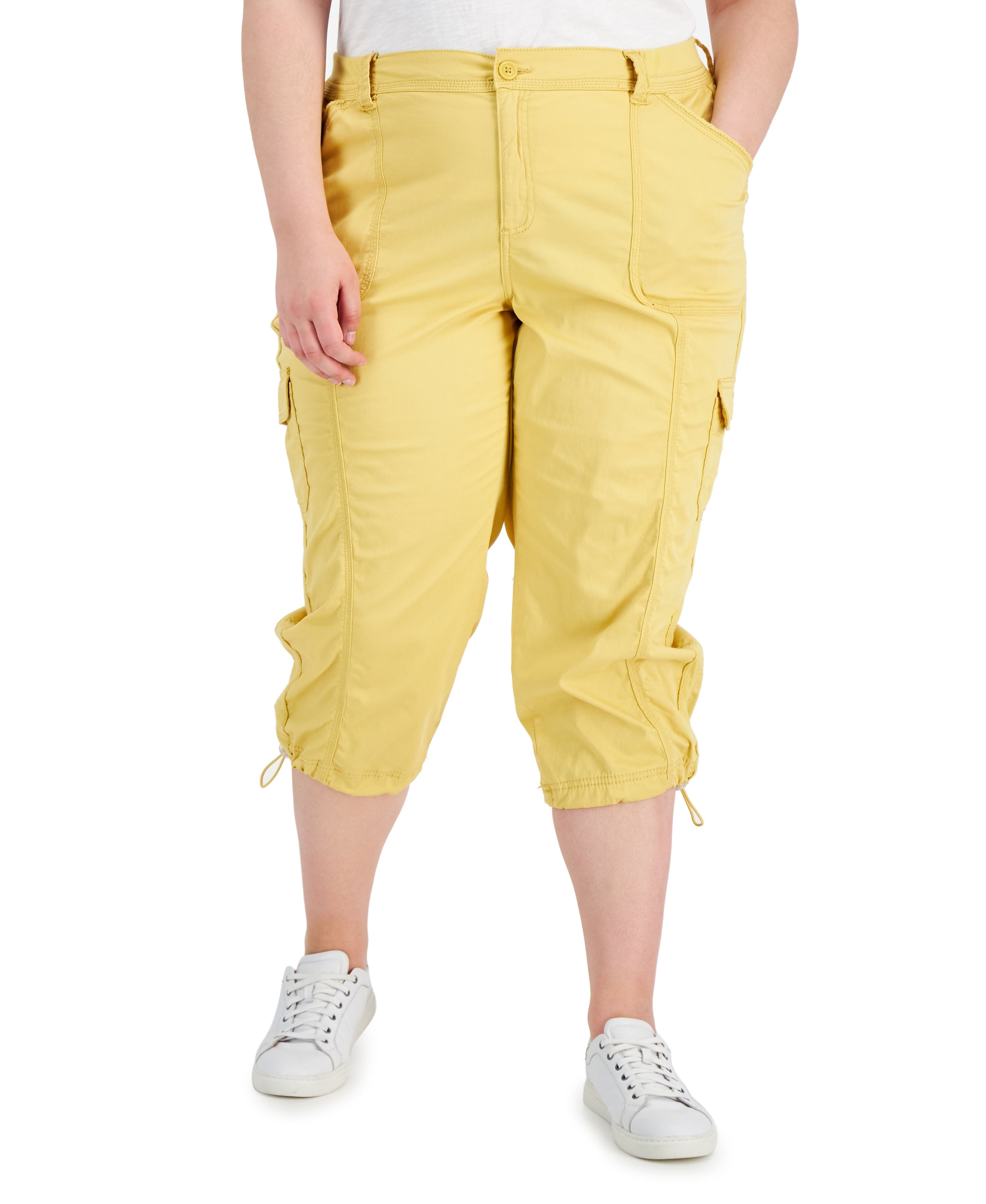 Style & Co Plus Size Bungee Hem Capri Pants Pale Mustard 14W - Walmart.com