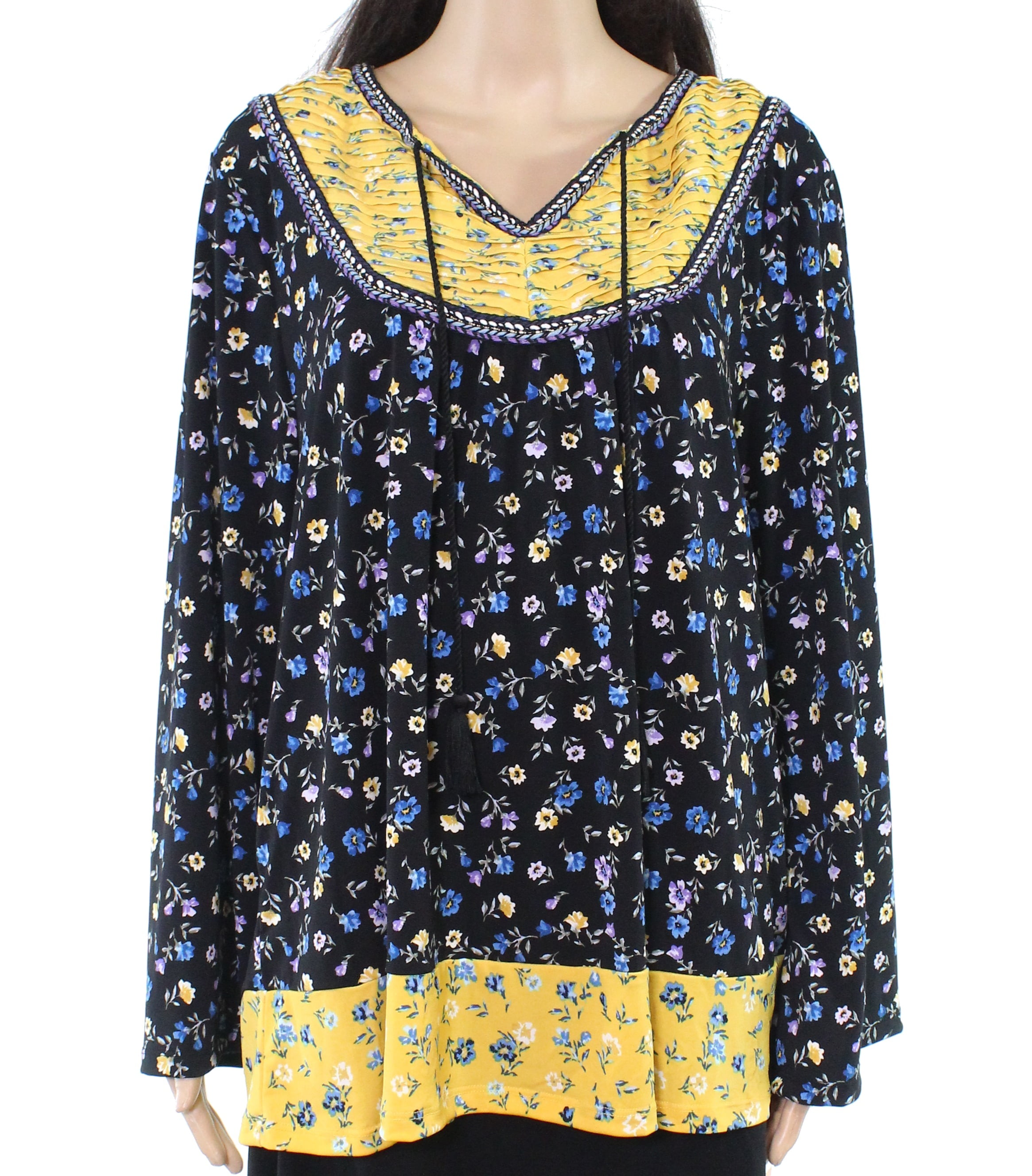 Style & Co Plus Size Contrast Print Ruched Top Black 3X - Walmart.com