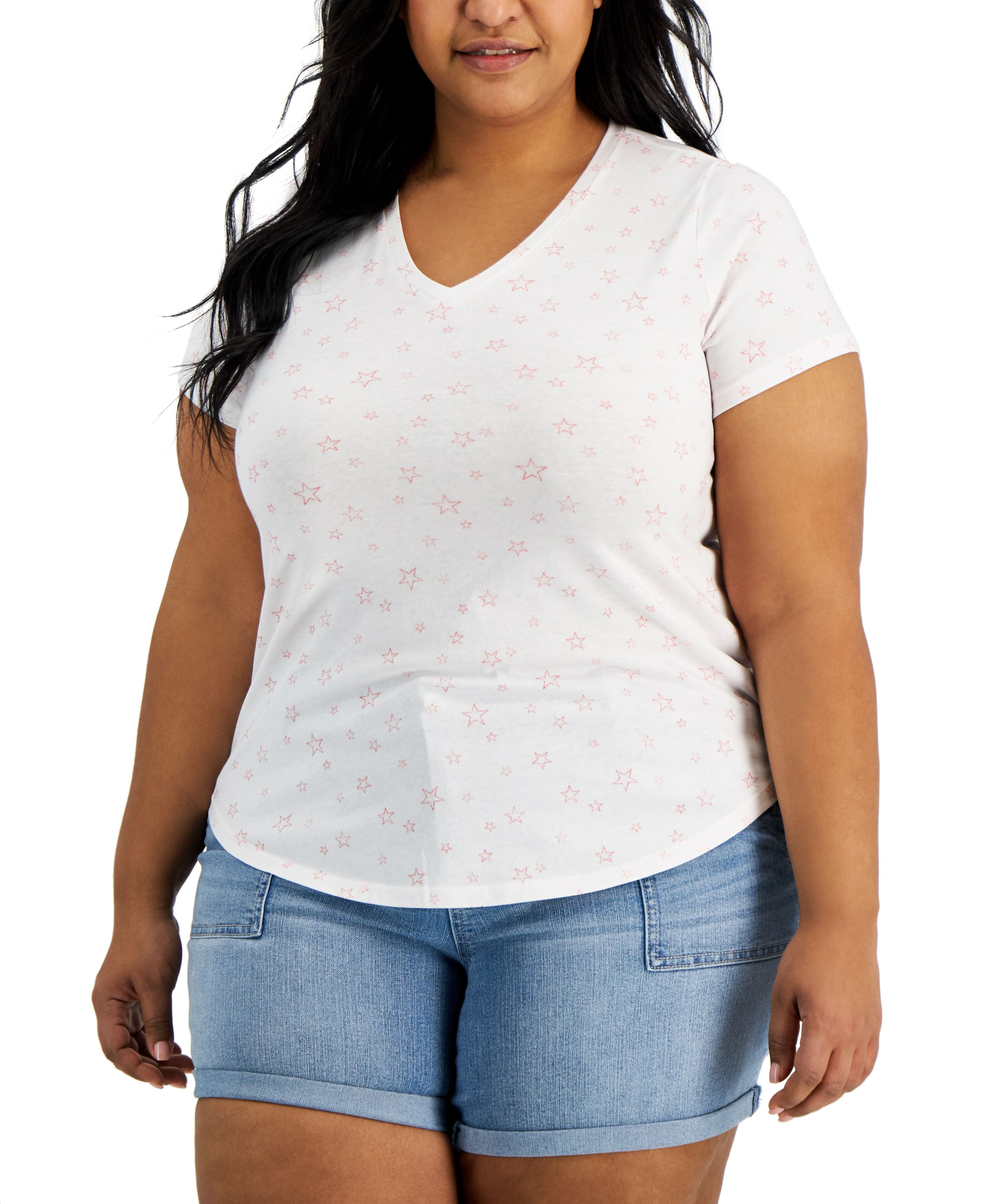 Style & Co Plus Size Printed Burnout T-Shirt Stars White 3X - Walmart.com