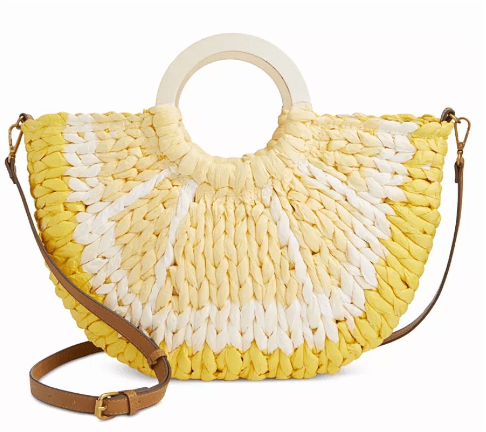 Style & Co Straw Tote Crossbody, Created for Macy's - Lemon - Walmart.com