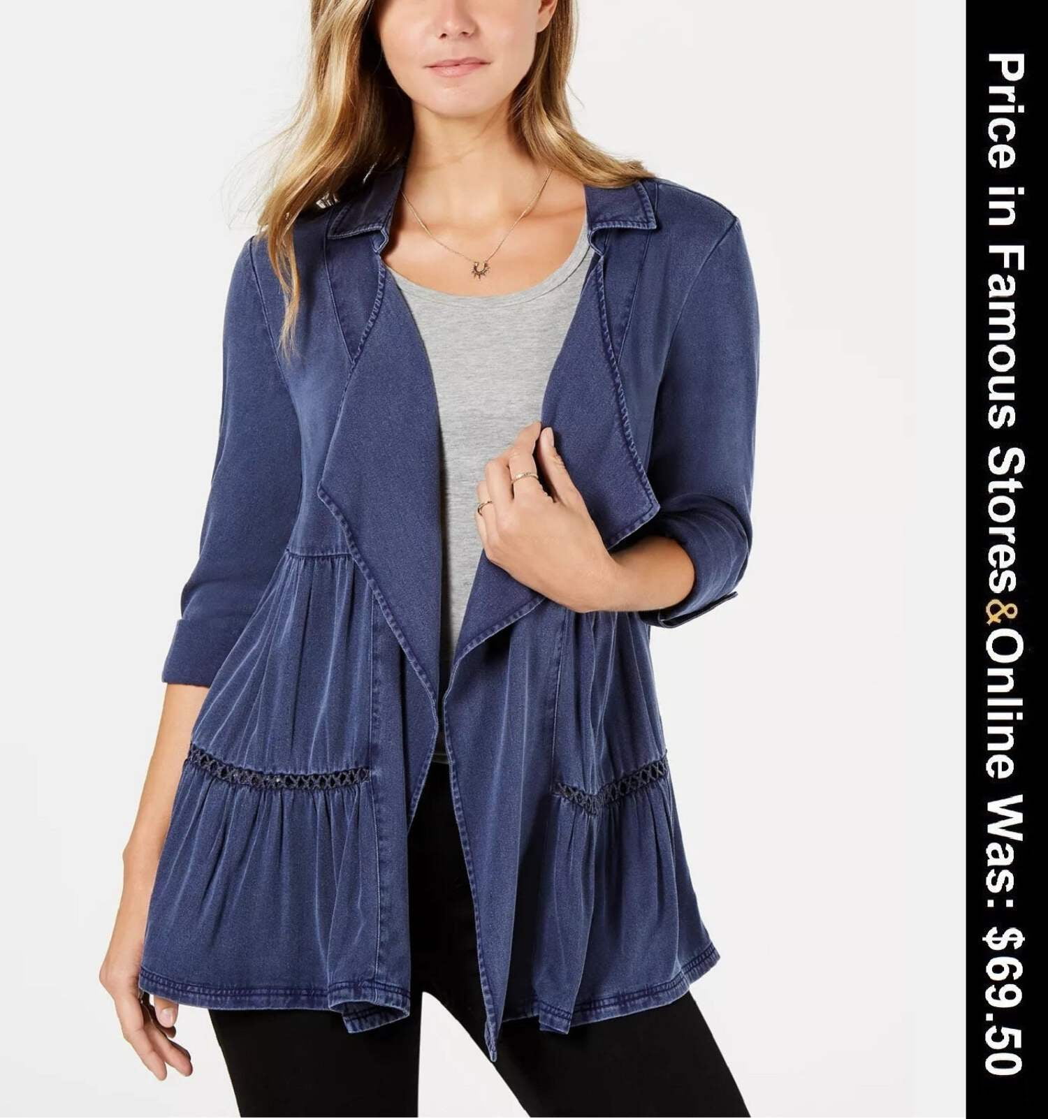 Style Co Tiered Roll-Tab Sleeve Jacket, Size M - Walmart.com