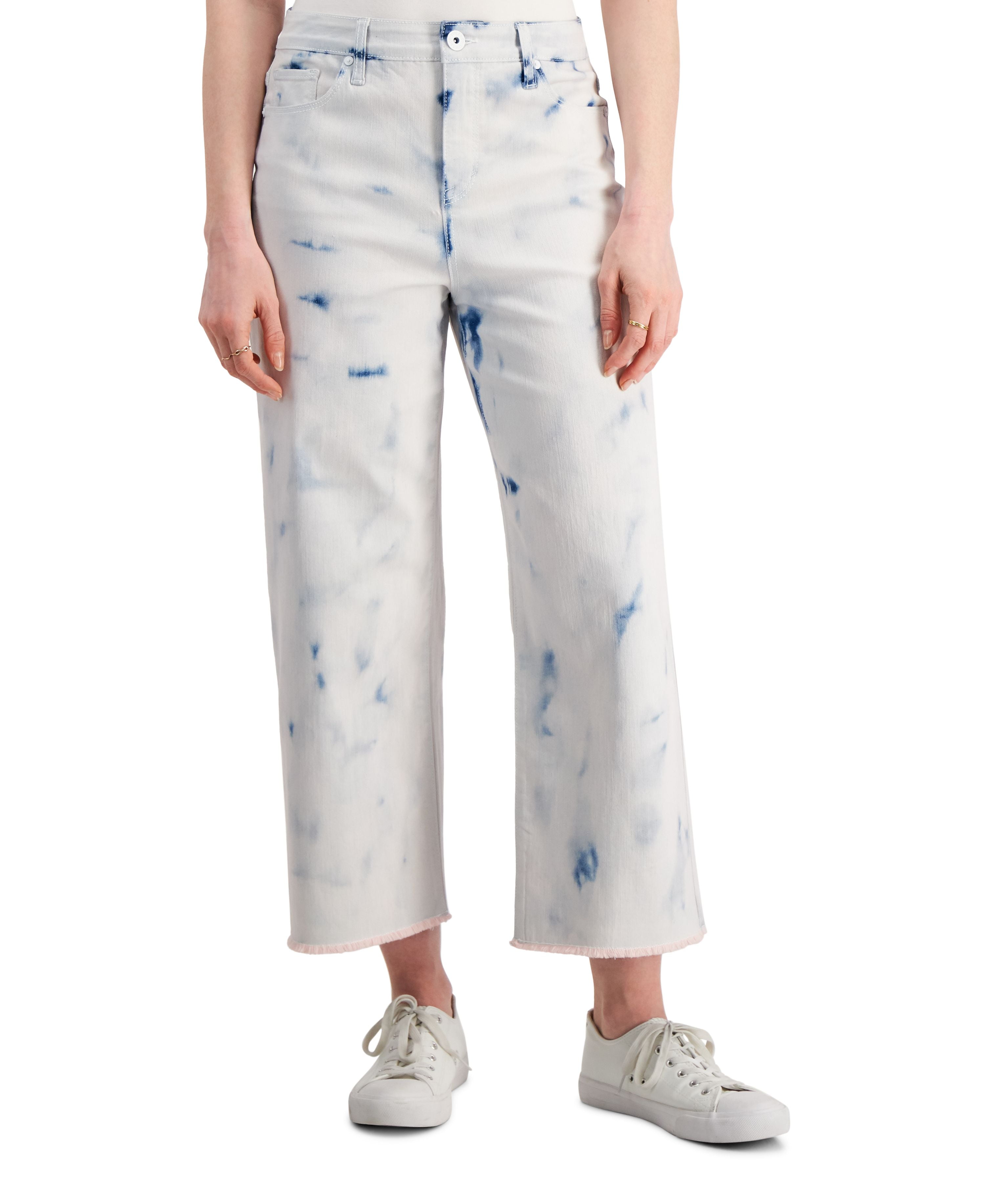 Style & Co Wide Leg Cropped Jeans Bleach Dye 12 - Walmart Business Supplies