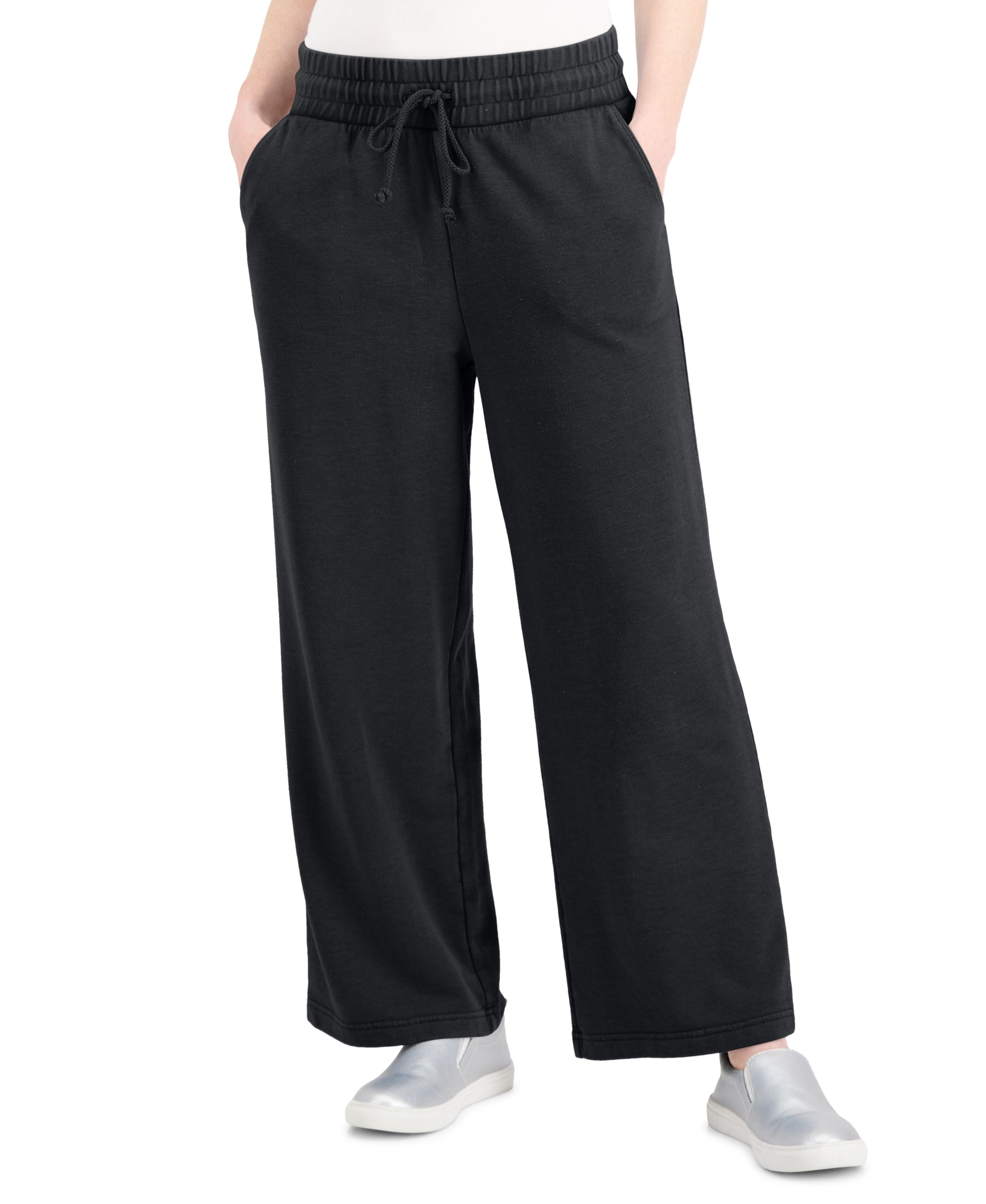 Style & Co Wide Leg Sweatpants Deep Black L - Walmart.com