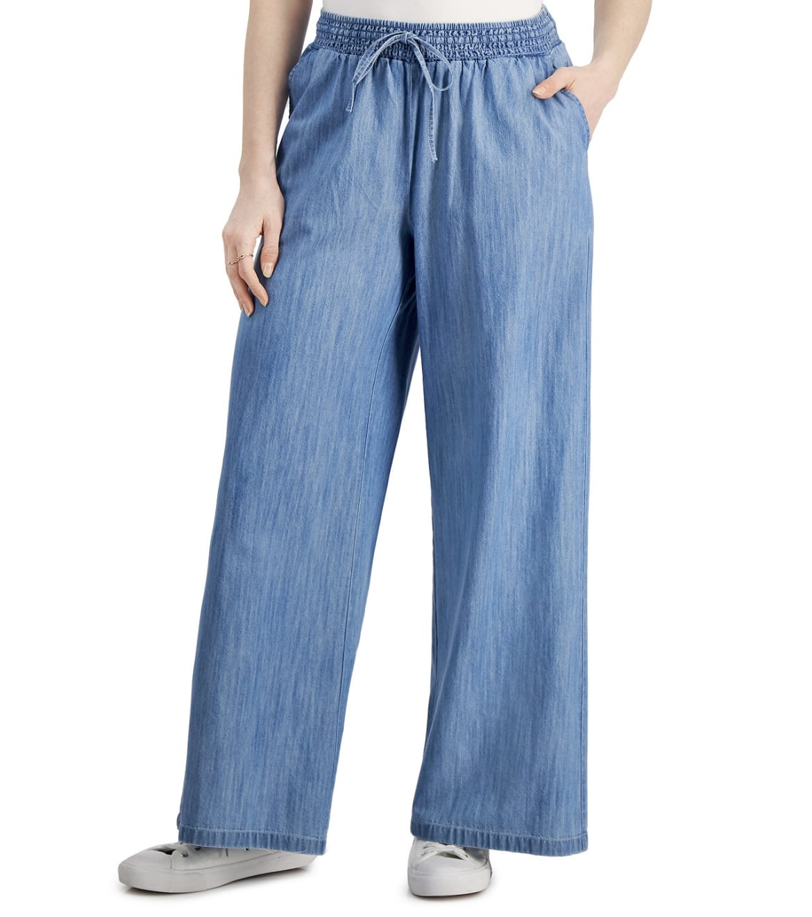 Style & Co Petite Wide Leg Pants Light Chambray PM - Walmart.com