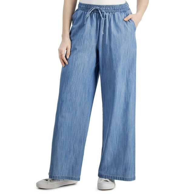Style & Co Petite Wide Leg Pants Light Chambray PM - Walmart.com