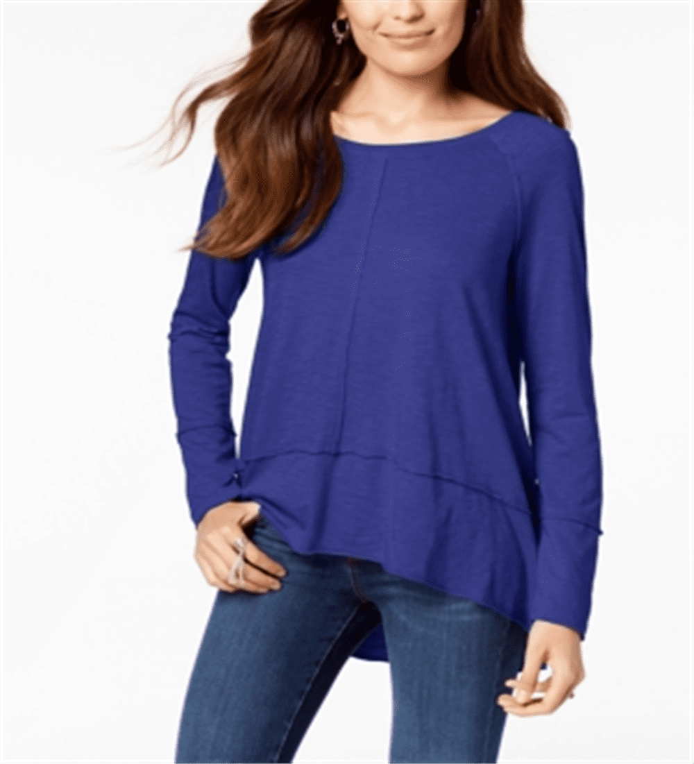 Style & Co Women's Cotton High Low Top Blue Size X-Large - Walmart.com