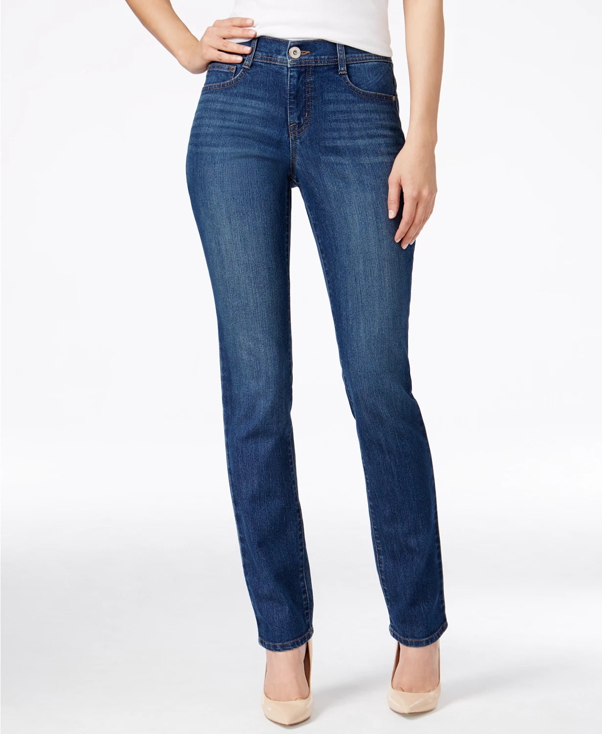 Style & Co Women's High-Rise Slim-Leg Jeans, Size 2, Navy, Cotton ...