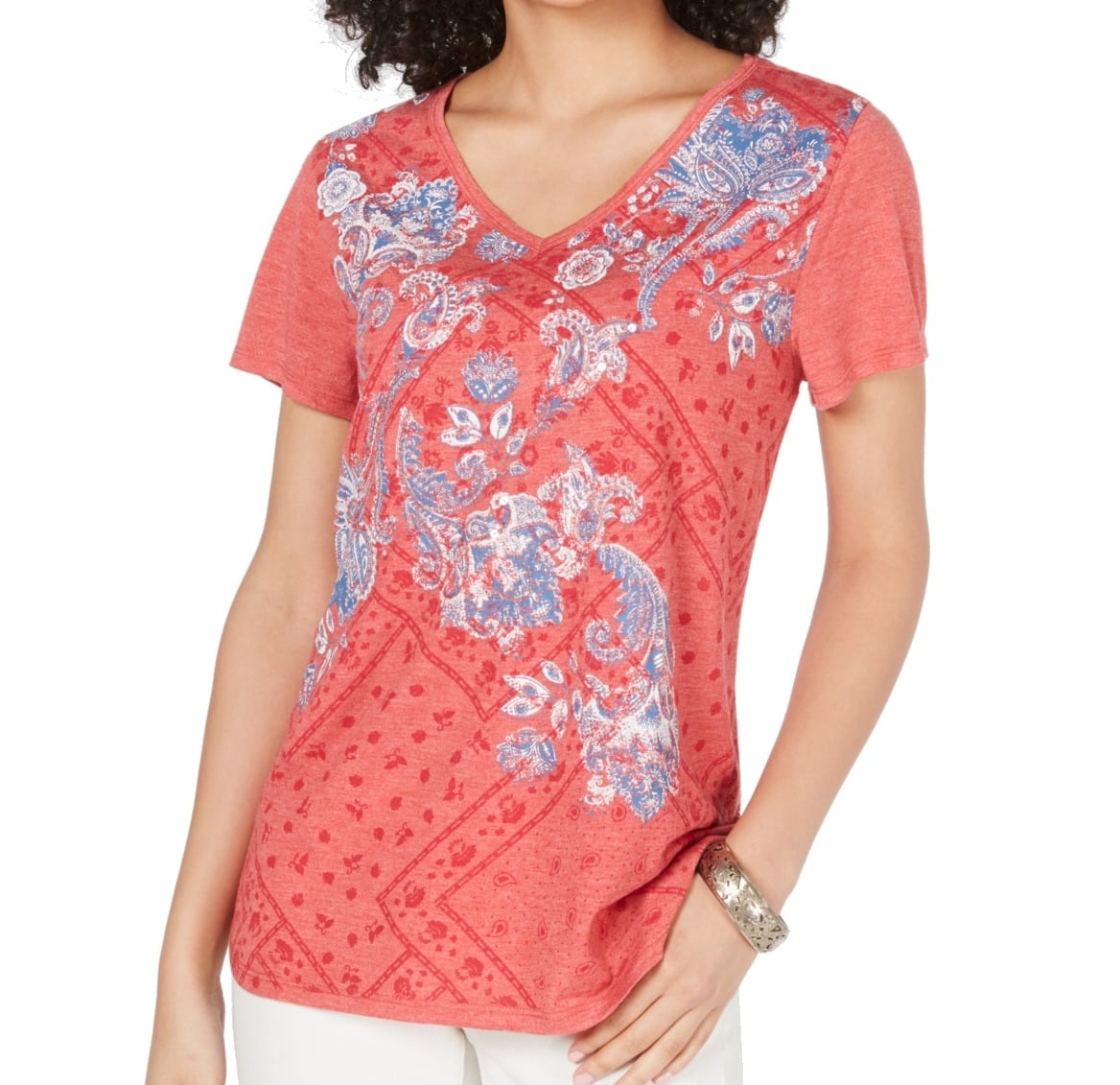 Style & Co Women's Petite Graphic-Print T-Shirt Red Size PM - Walmart.com