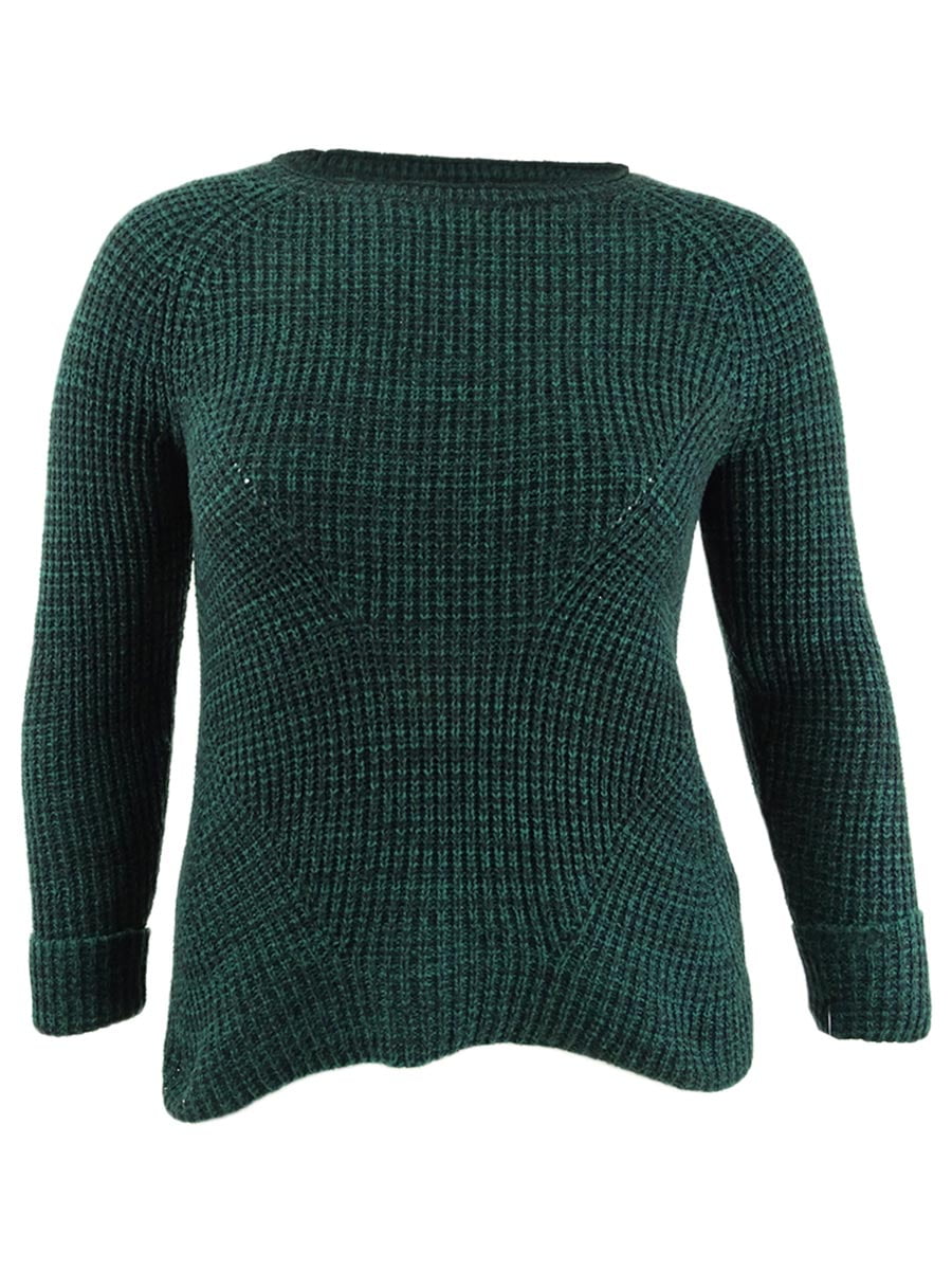 Style & Co. Women's Petite Marled-Knit Sweater (PL, Green/Black ...