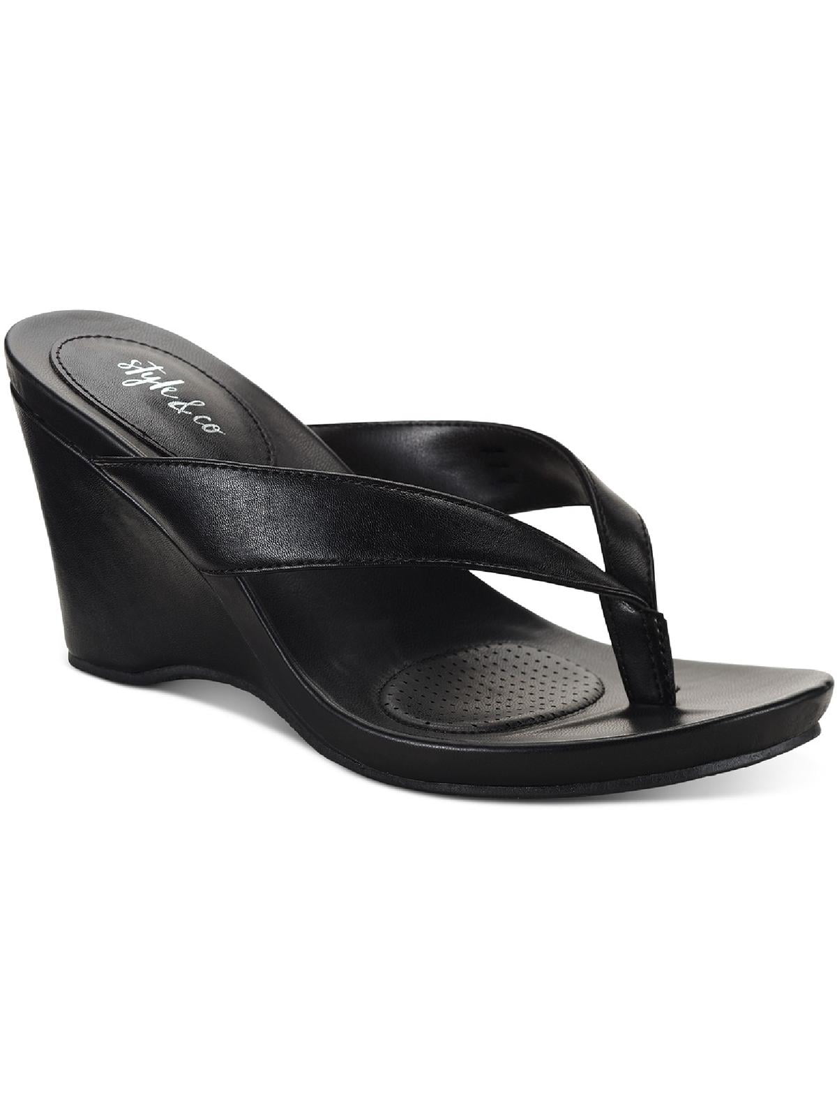 Style & Co. Womens Chicklet Thong Wedge Sandals - Walmart.com