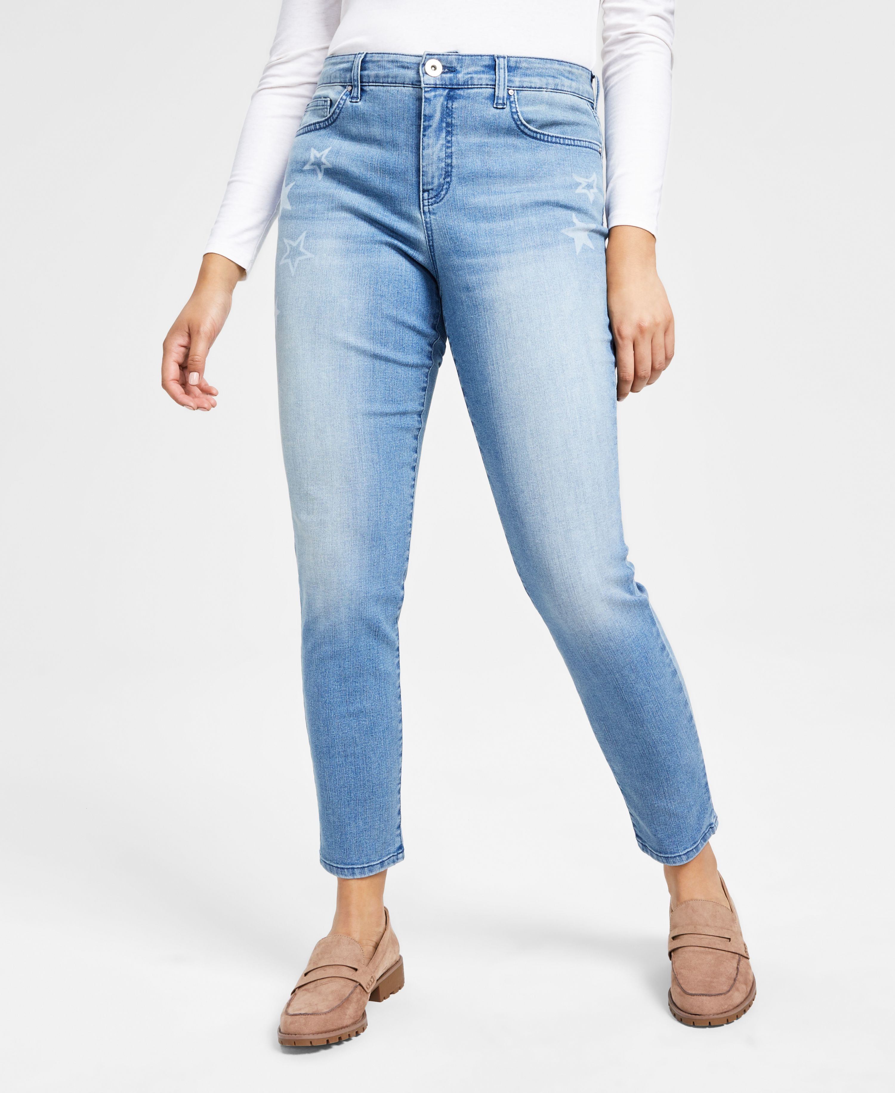 Style & Co Womens Curvy Fit Mid Rise Skinny Jeans Regular Short Long ...