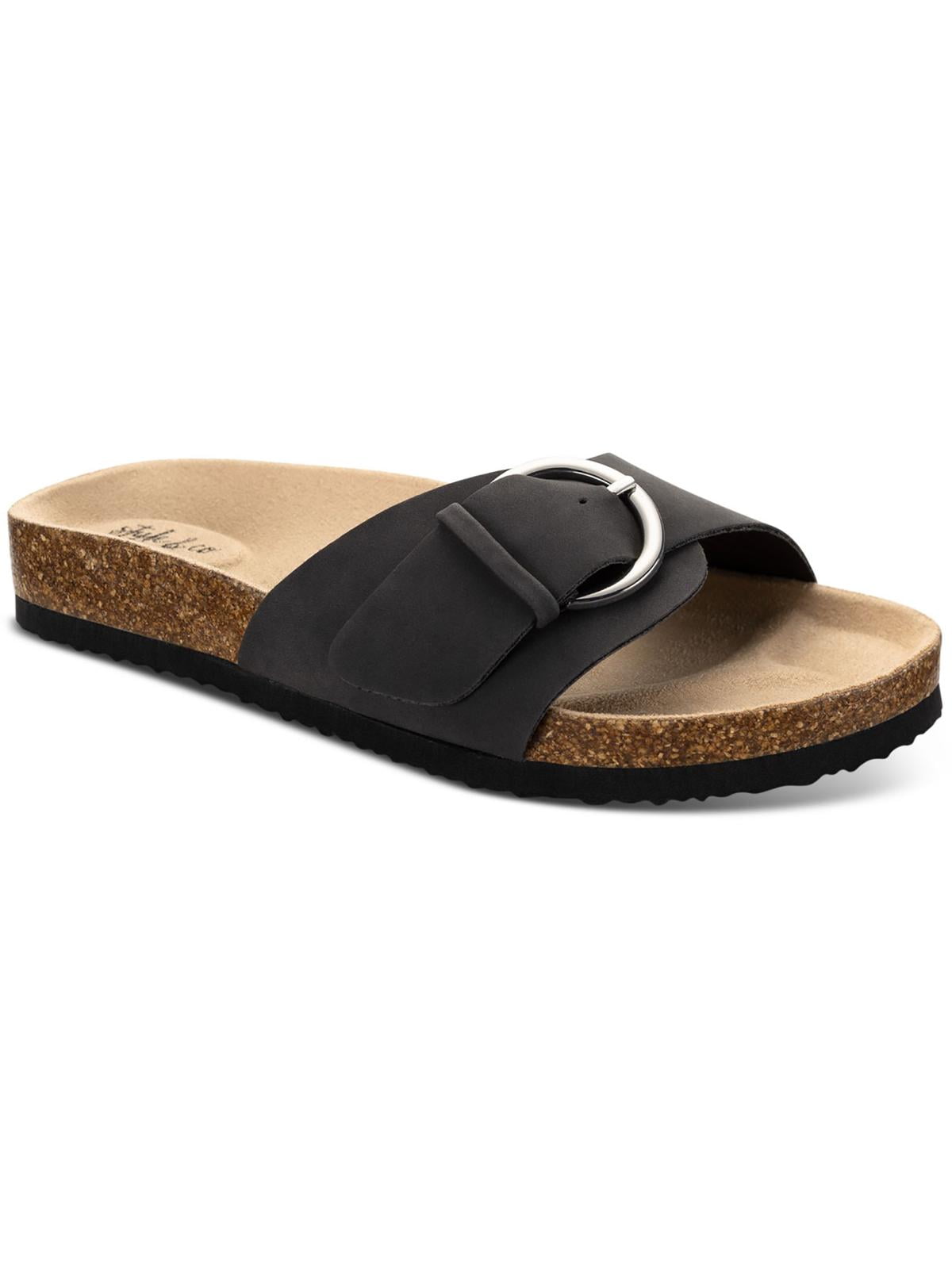 Style & Co. Womens Elisaa Faux Leather Footbed Slide Sandals - Walmart.com