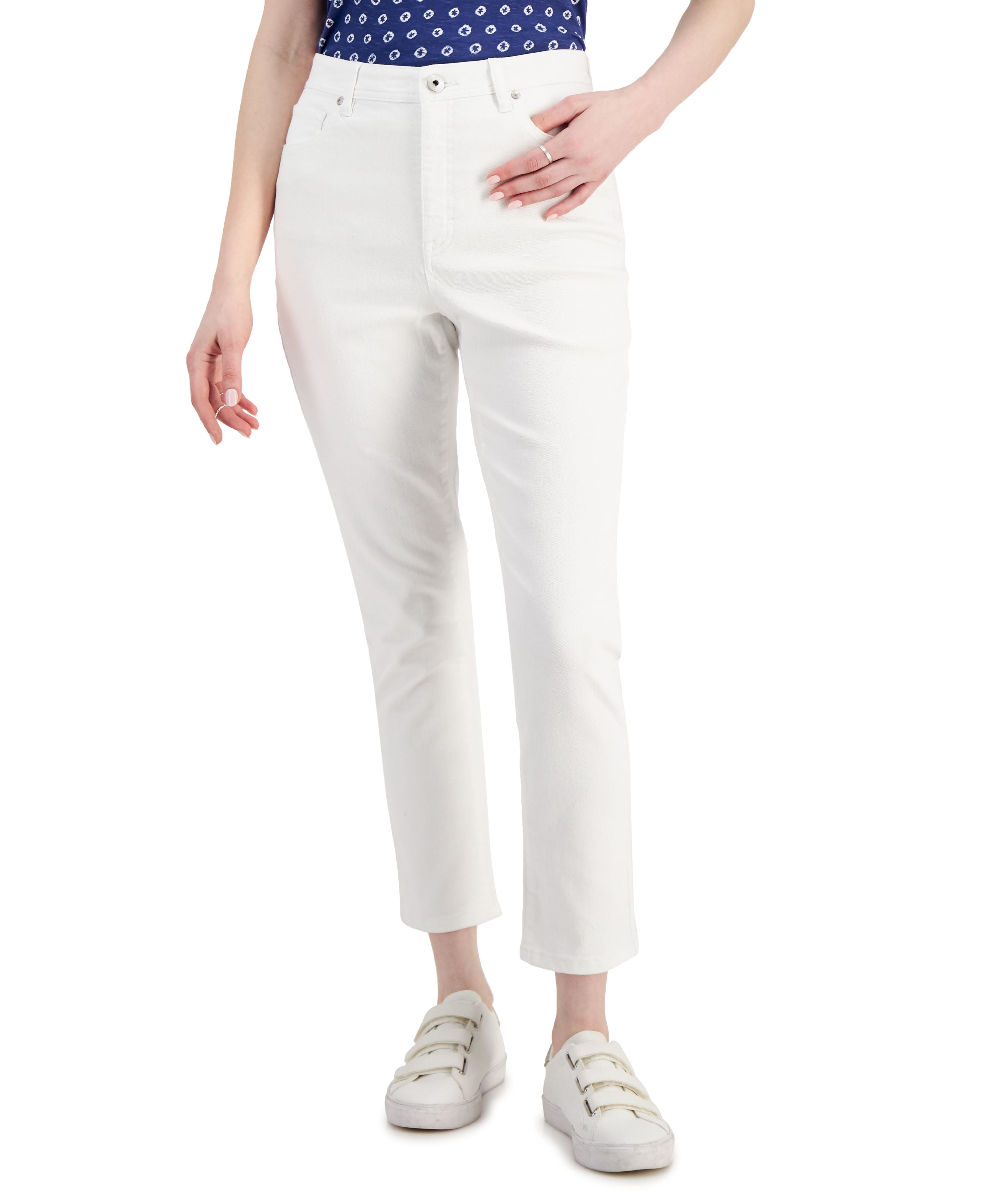 Style & Co Womens High Rise Slim Leg Ankle Jeans Bright White 12 ...