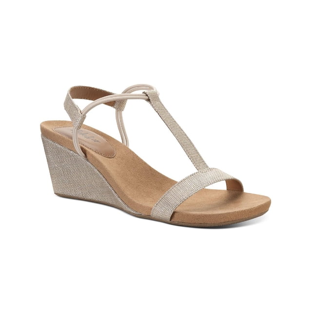 Style & Co. Womens Mulan T-strap Open Toe Wedge Sandals - Walmart.com