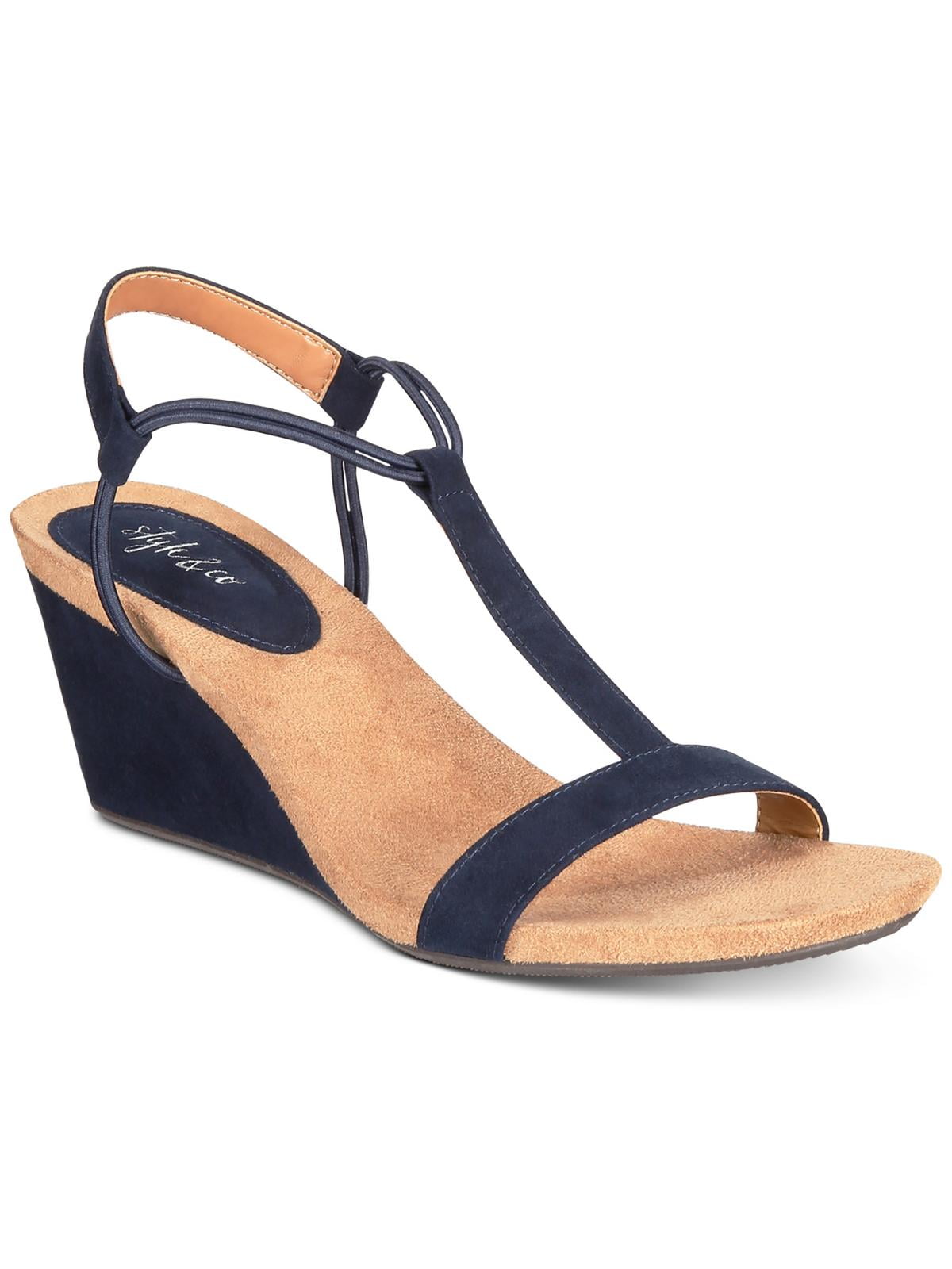 Style & Co. Womens Mulan T-strap Open Toe Wedge Sandals - Walmart.com