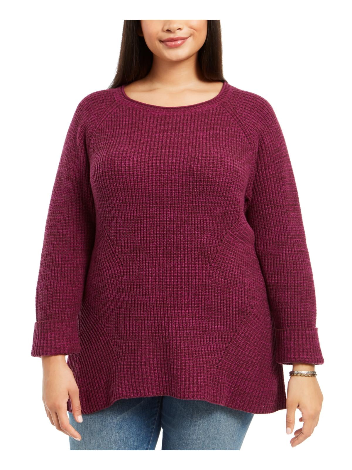Style & Co. Womens Plus Cuffed Ribbed Pullover Sweater - Walmart.com