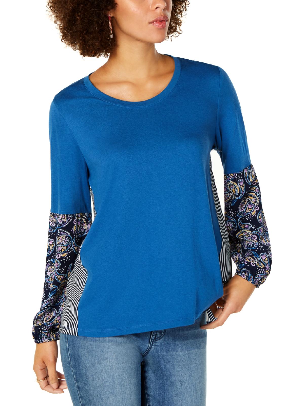 Style & Co. Womens Plus Printed Crew Neck Pullover Top - Walmart.com