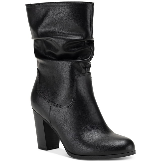 Style & Co. Womens Saraa Slouch Faux Leather Block Heel Mid-Calf Boots ...