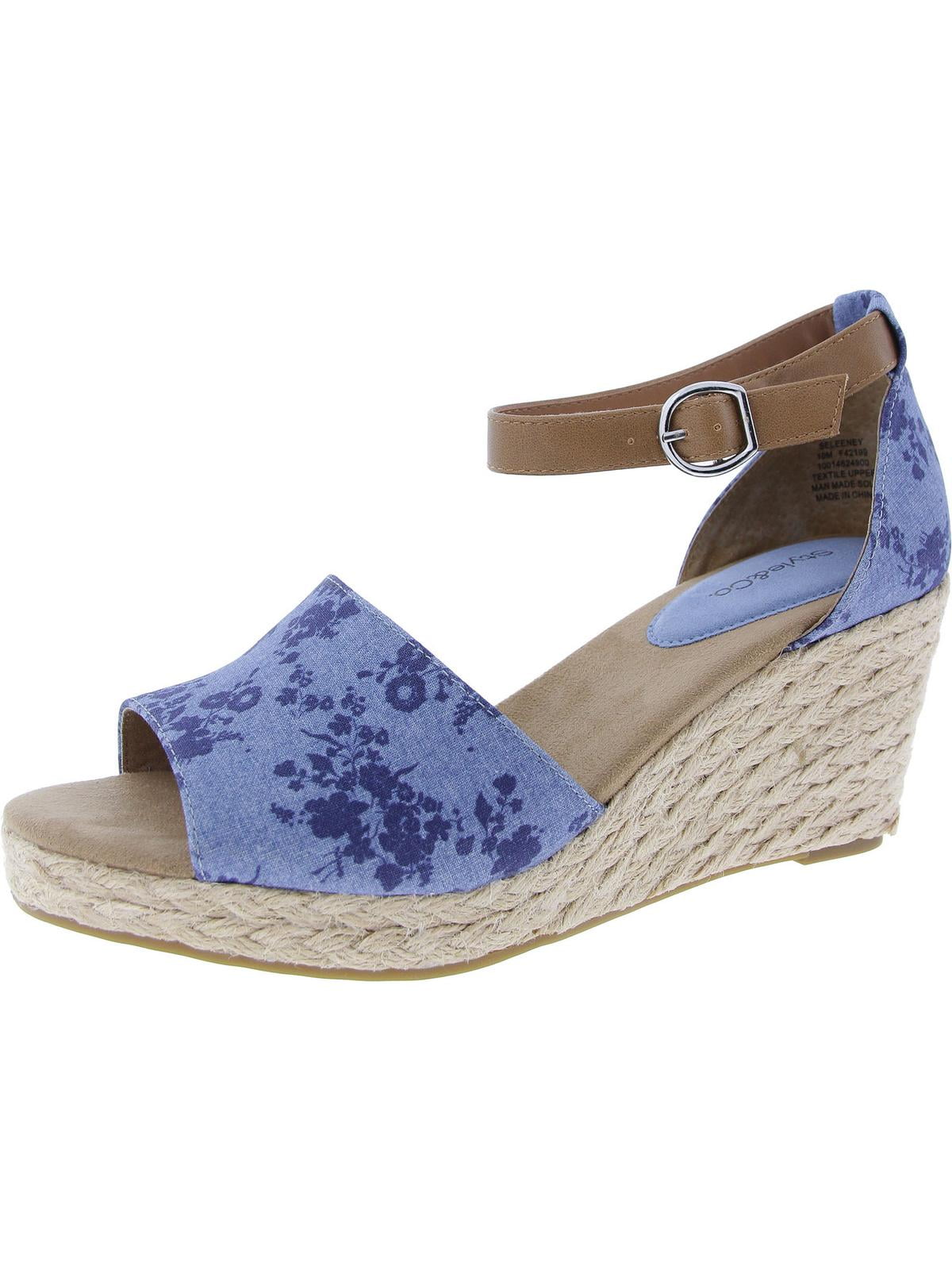 Style & Co. Womens Seleene Denim Open Toe Wedge Sandals - Walmart.com