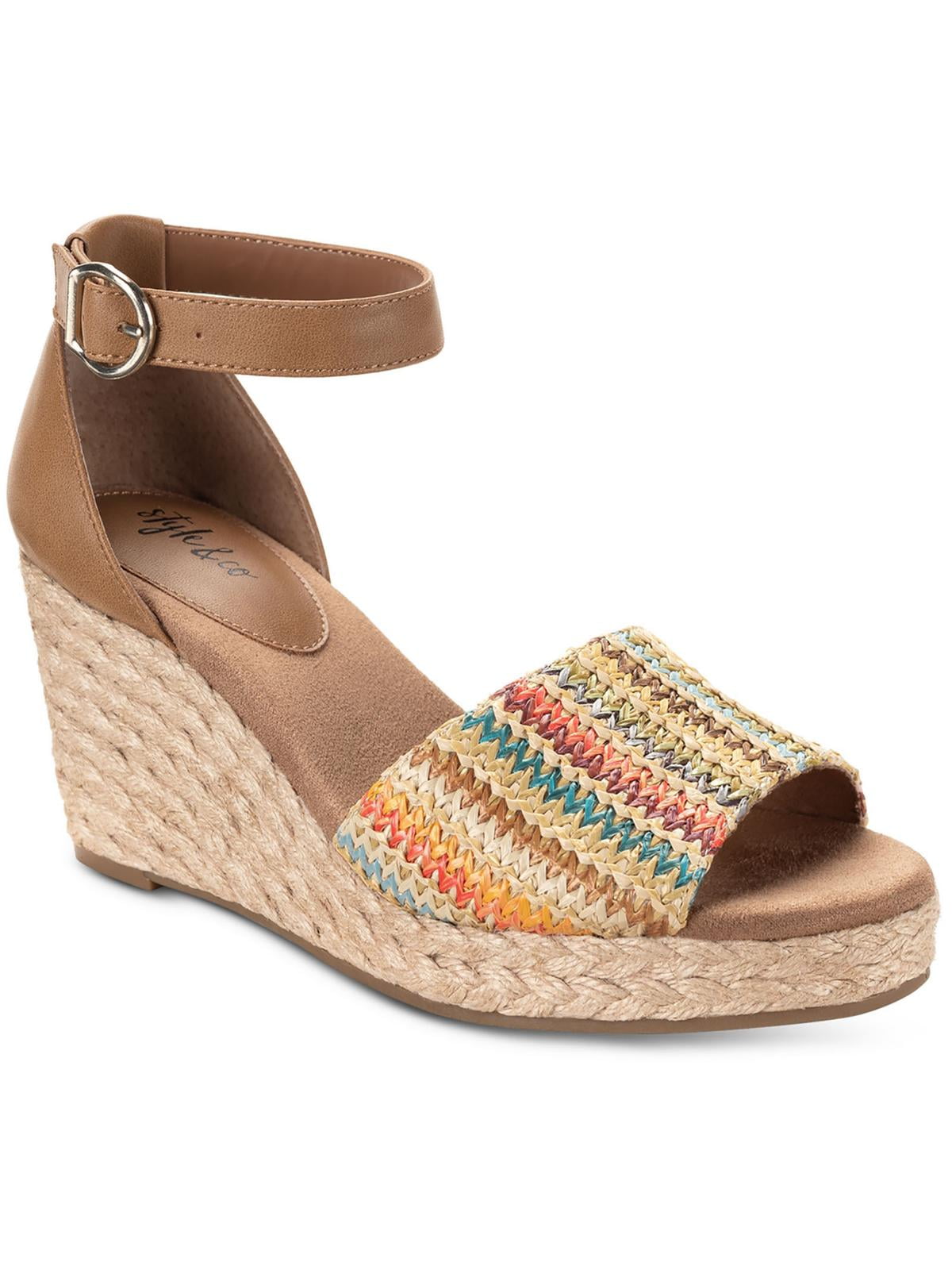 Style & Co. Womens Seleene Faux Leather Open Toe Wedge Sandals ...