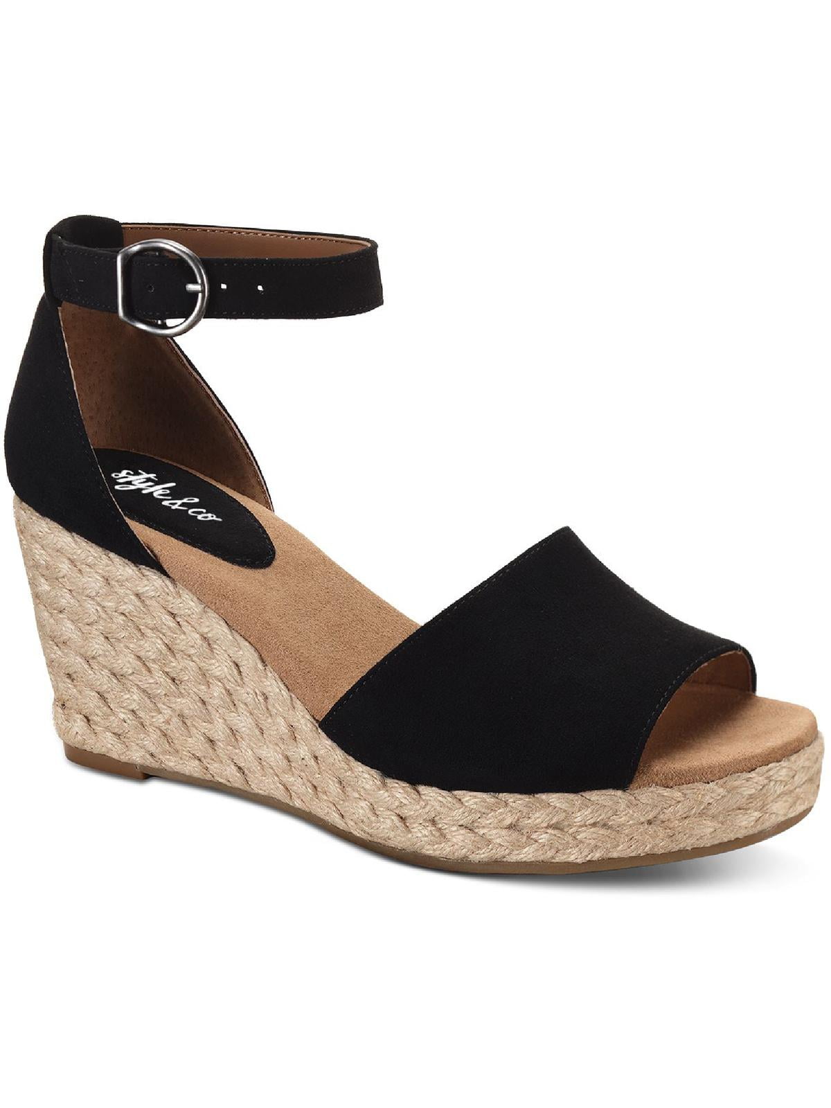 Style & Co. Womens Seleene Faux Suede Open Toe Wedge Sandals - Walmart.com
