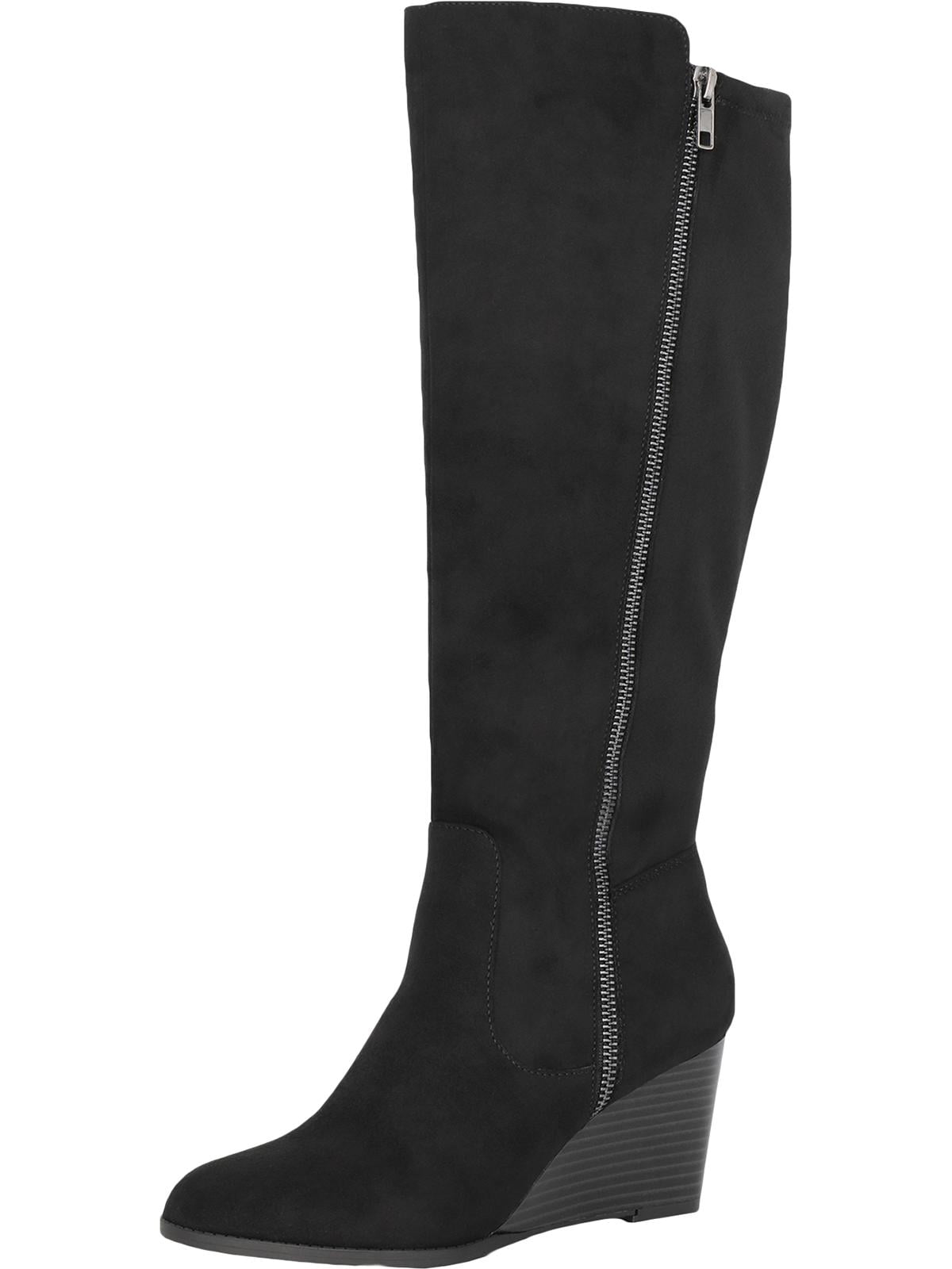 Style & Co. Womens Wynterr Wide Calf Tall Wedge Boots Black 8 Medium (B ...