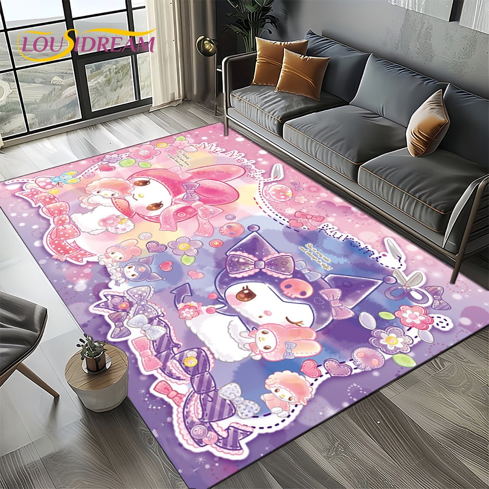 Style Cute Kuromi Cartoon Sanrio Carpet Rug for Bedroom Living Room ...
