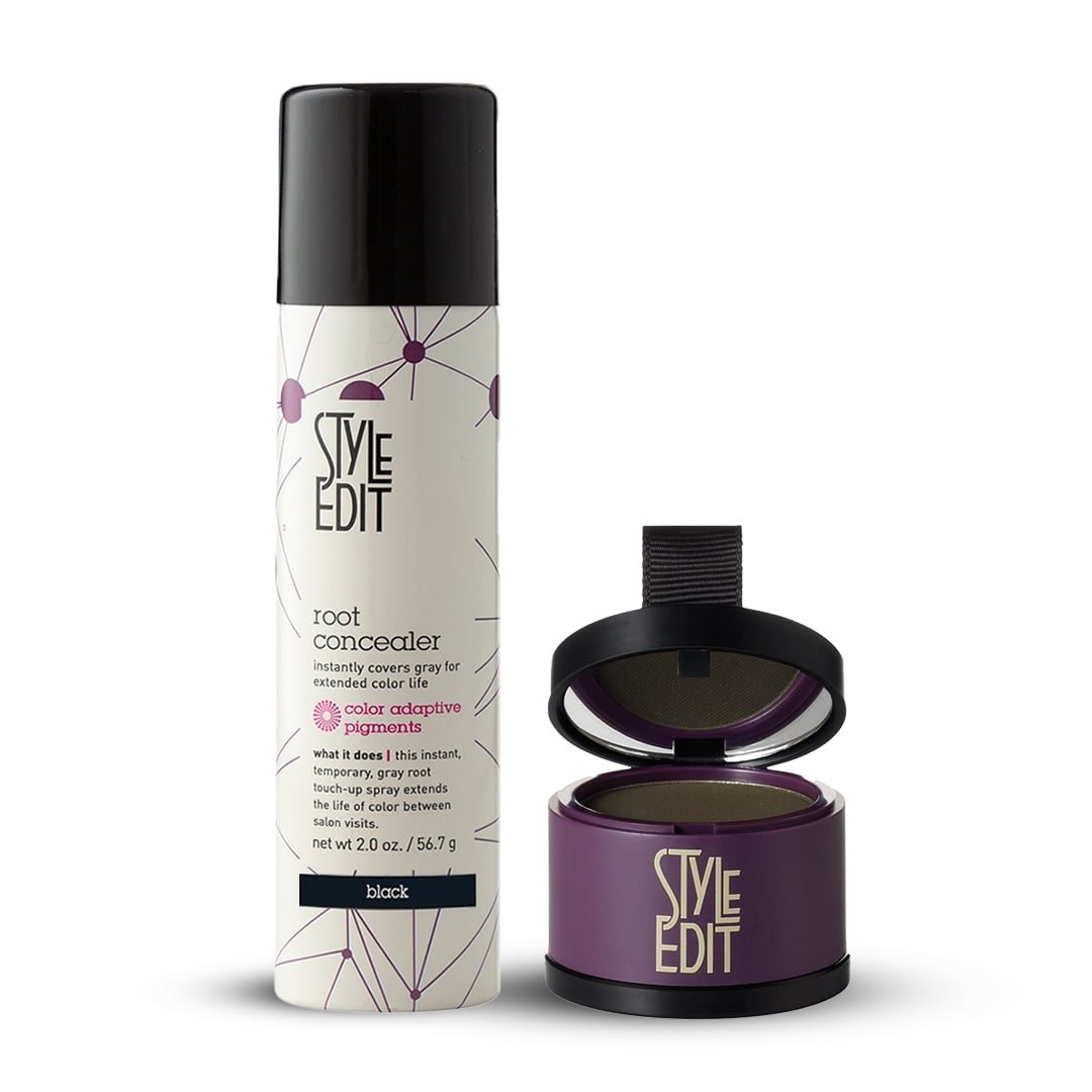 Style Edit Root Touchup Powder + Root Concealer Spray Black 2.13 oz ...
