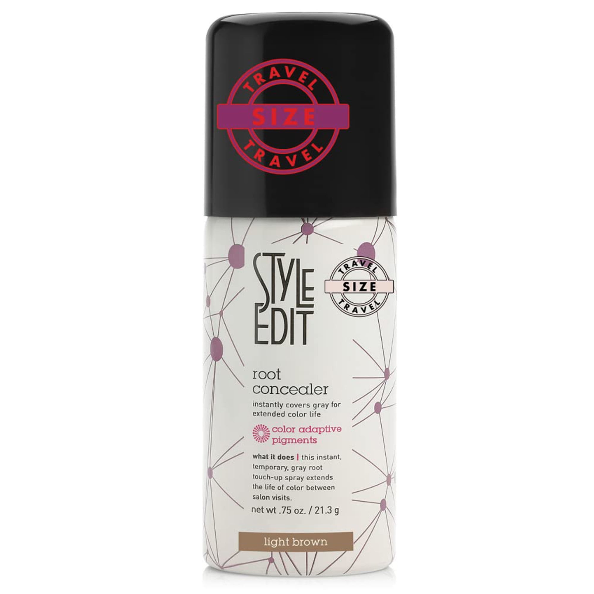 Style Edit Touch Up Travel Hair Root Spray, Light Brown, Conceals Gray ...