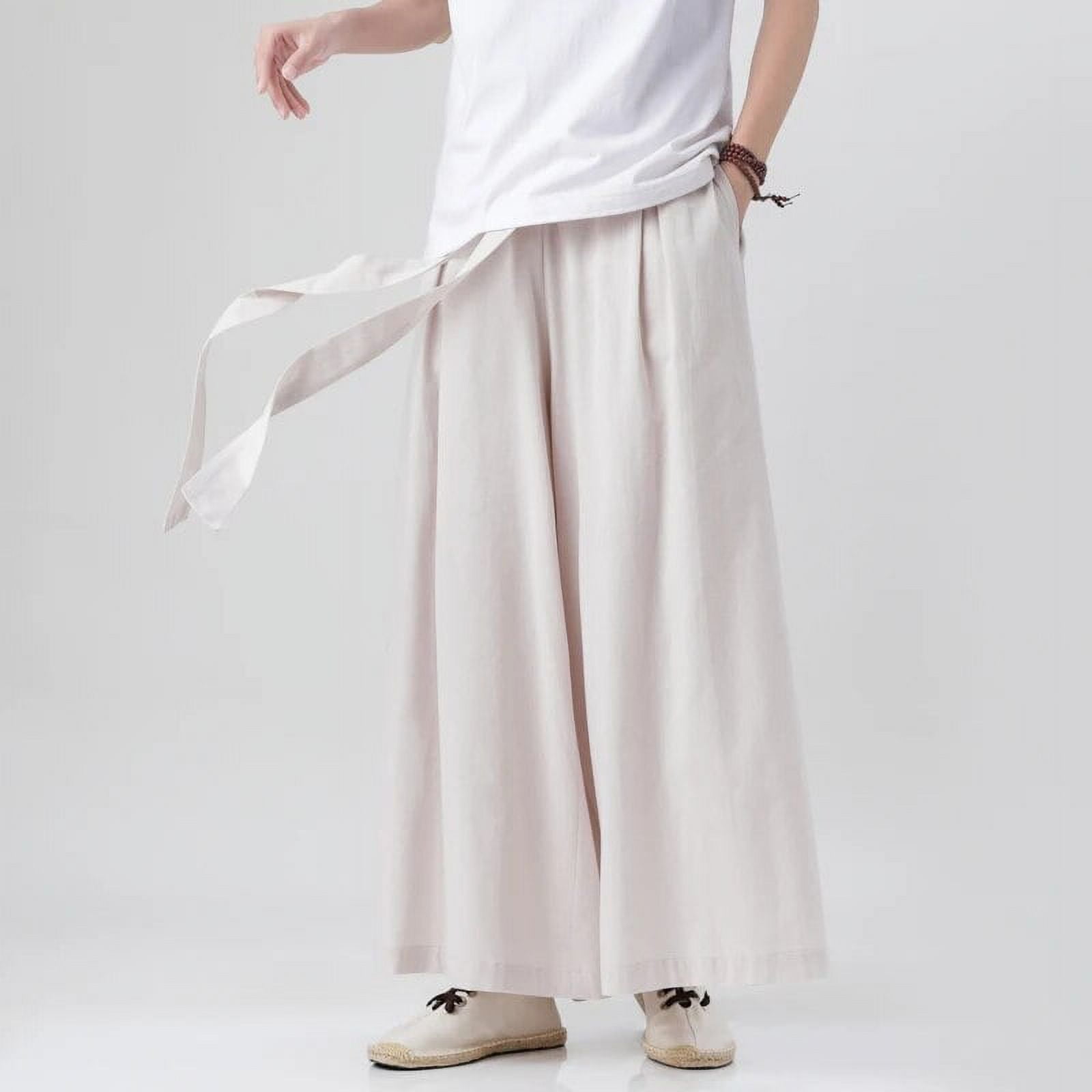 Style Harajuku Linen Cotton Linen Pants Man Japanese Kimono Pants Male Streetwear Summer Retro ...