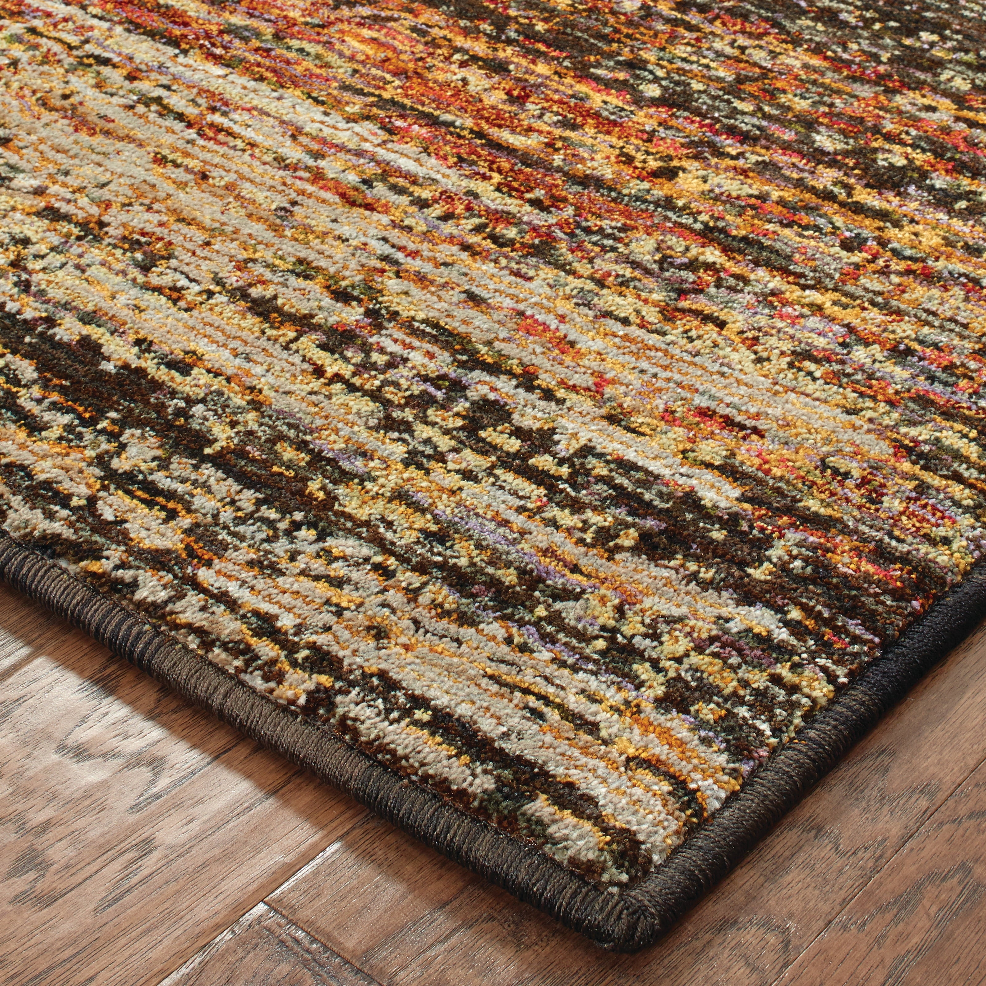 Style Haven Halden Textural Stripes Area Rug Gold/Charcoal 7'10" Round ...