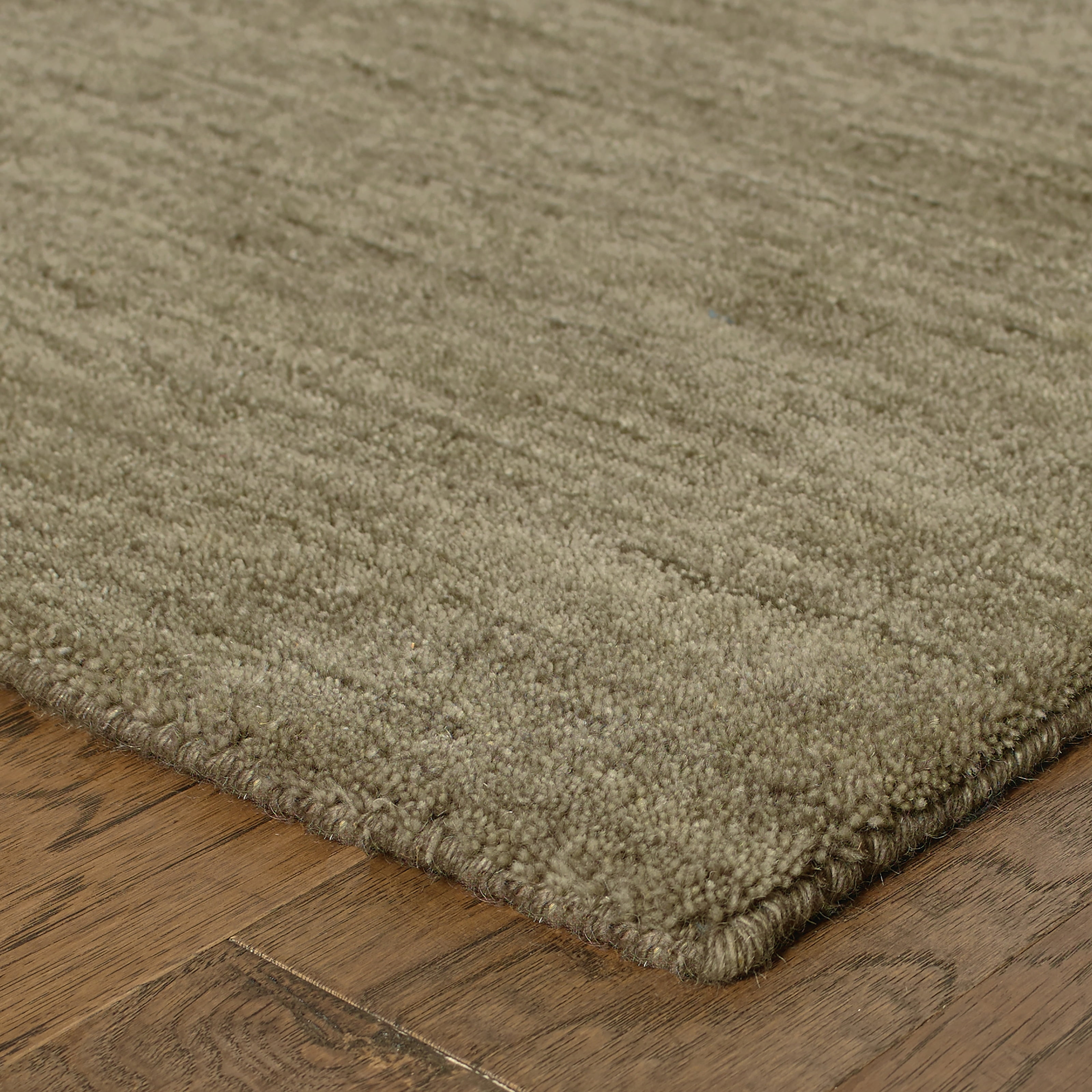 Style Haven Heathered Solid Hand-crafted Plush Wool Area Rug Taupe 5' x ...