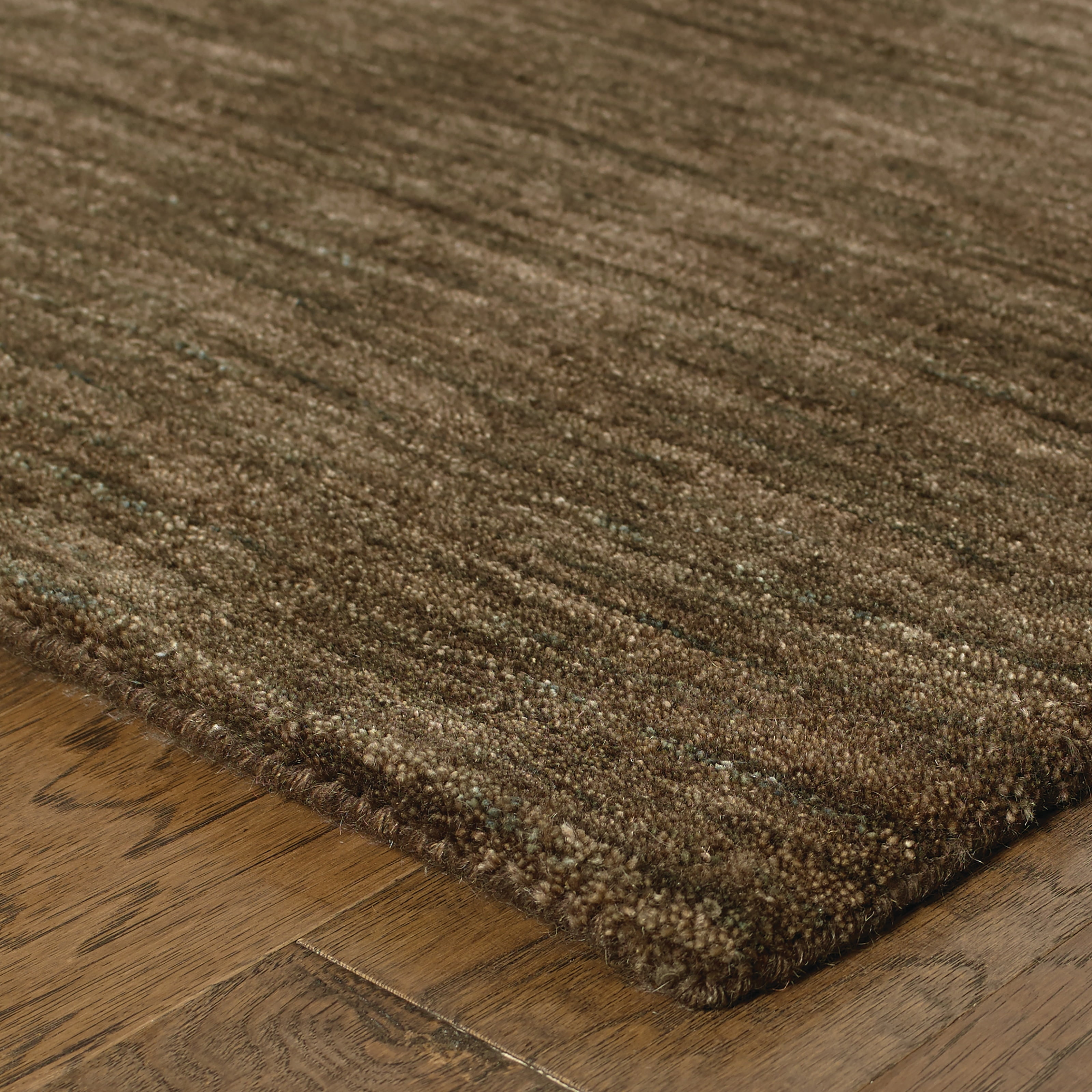 Style Haven Heathered Solid Hand-crafted Plush Wool Area Rug Dark Brown ...