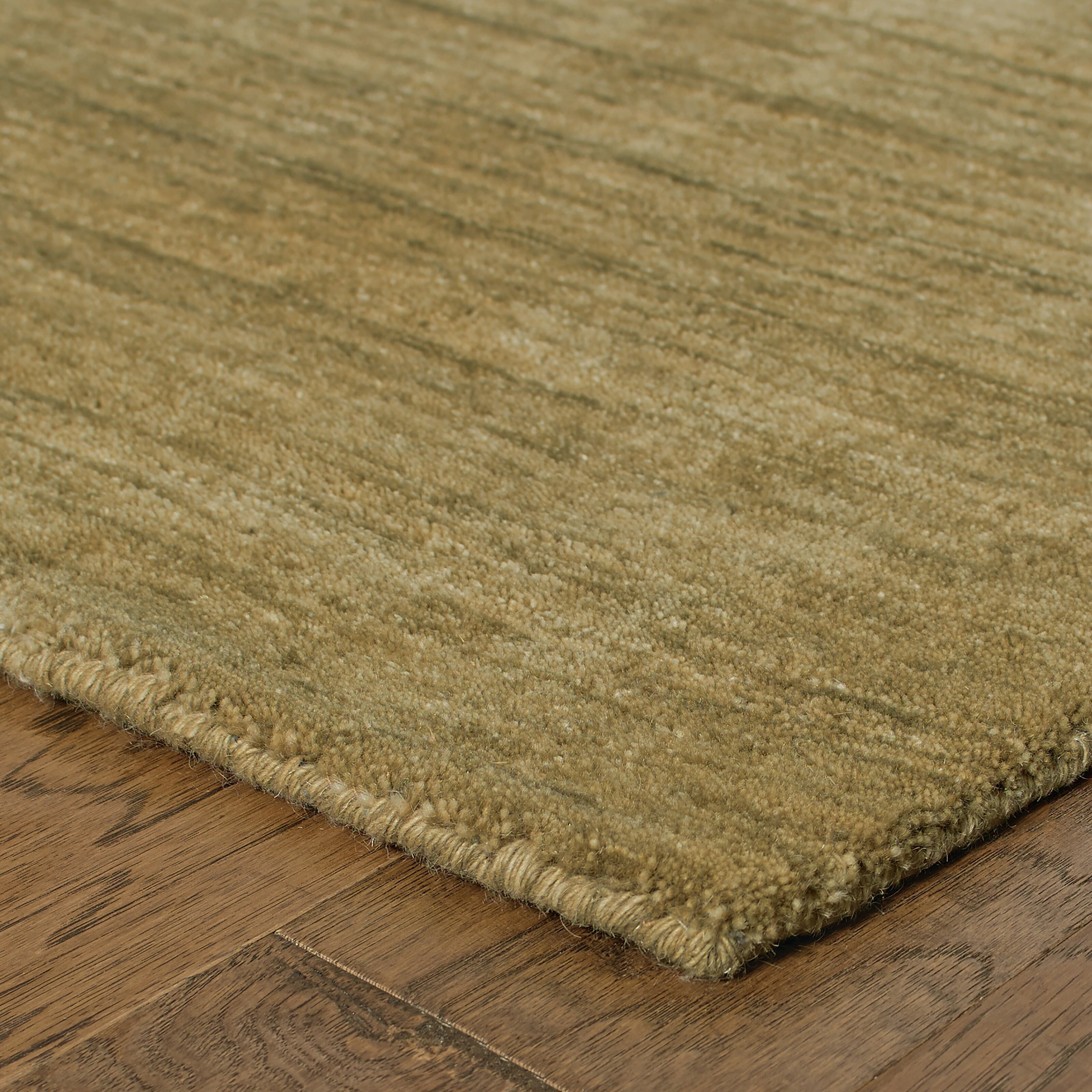Style Haven Heathered Solid Hand-crafted Plush Wool Area Rug Gold 2' 6 ...